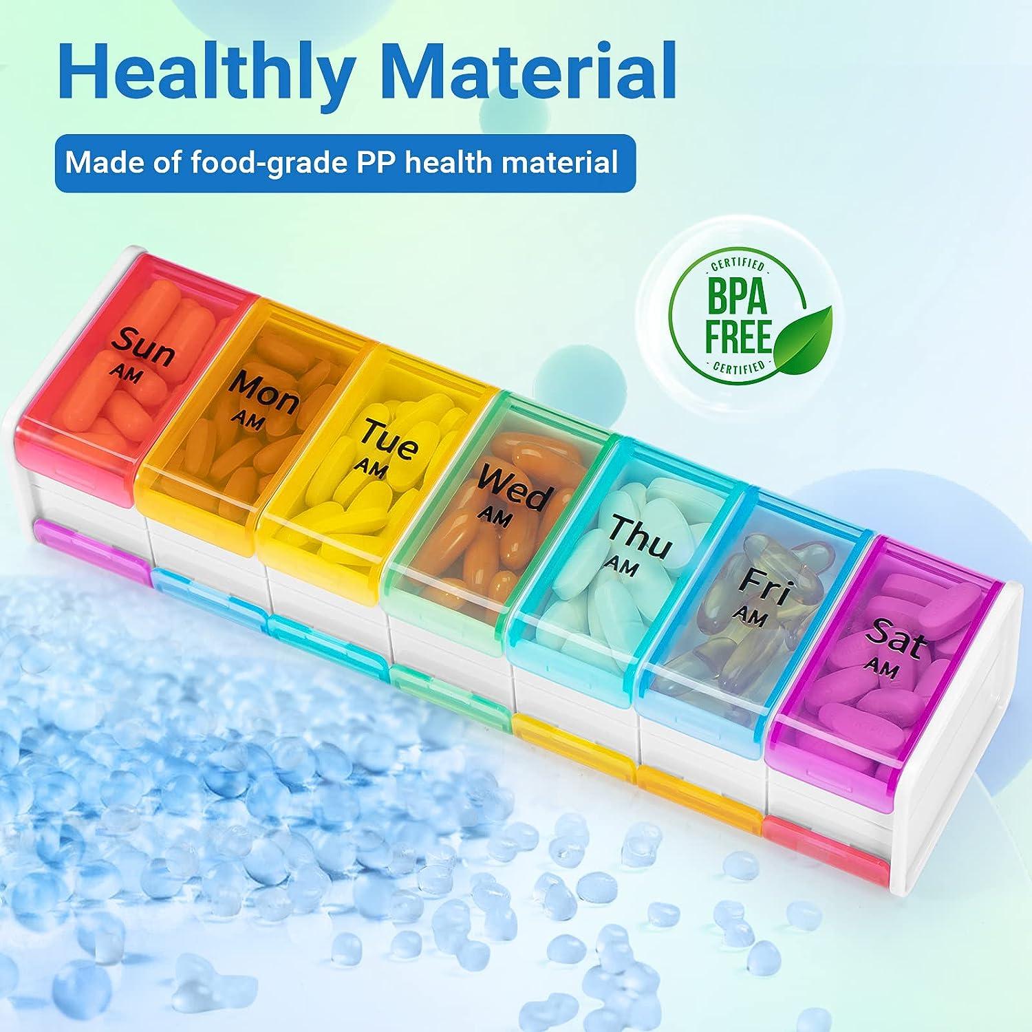 XL Weekly Pill Organizer 2 Times a Day - Jumbo Daily Pill Case with 14 ...