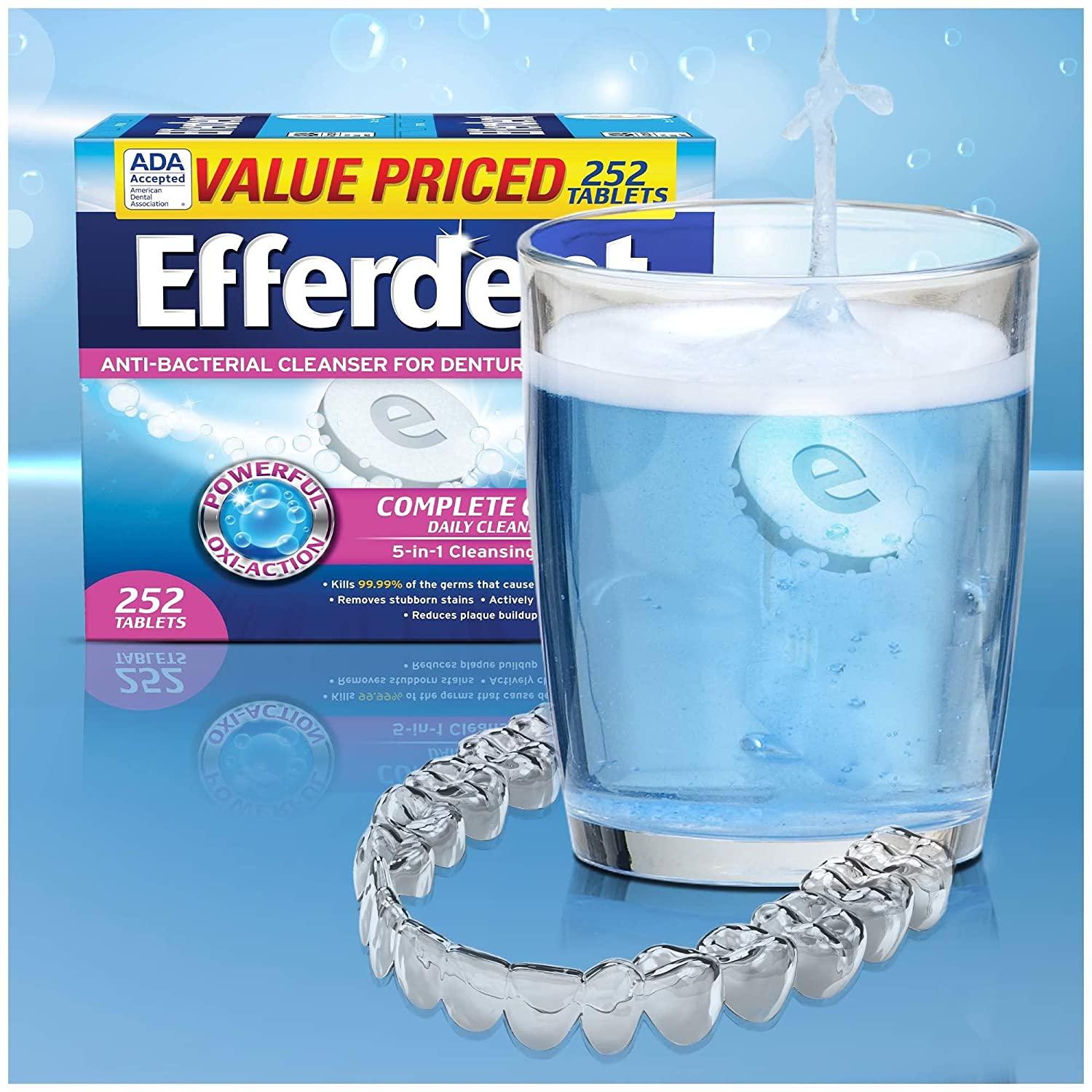 Efferdent Denture Cleanser Tablets 252 Count Complete Clean Tablets in ...
