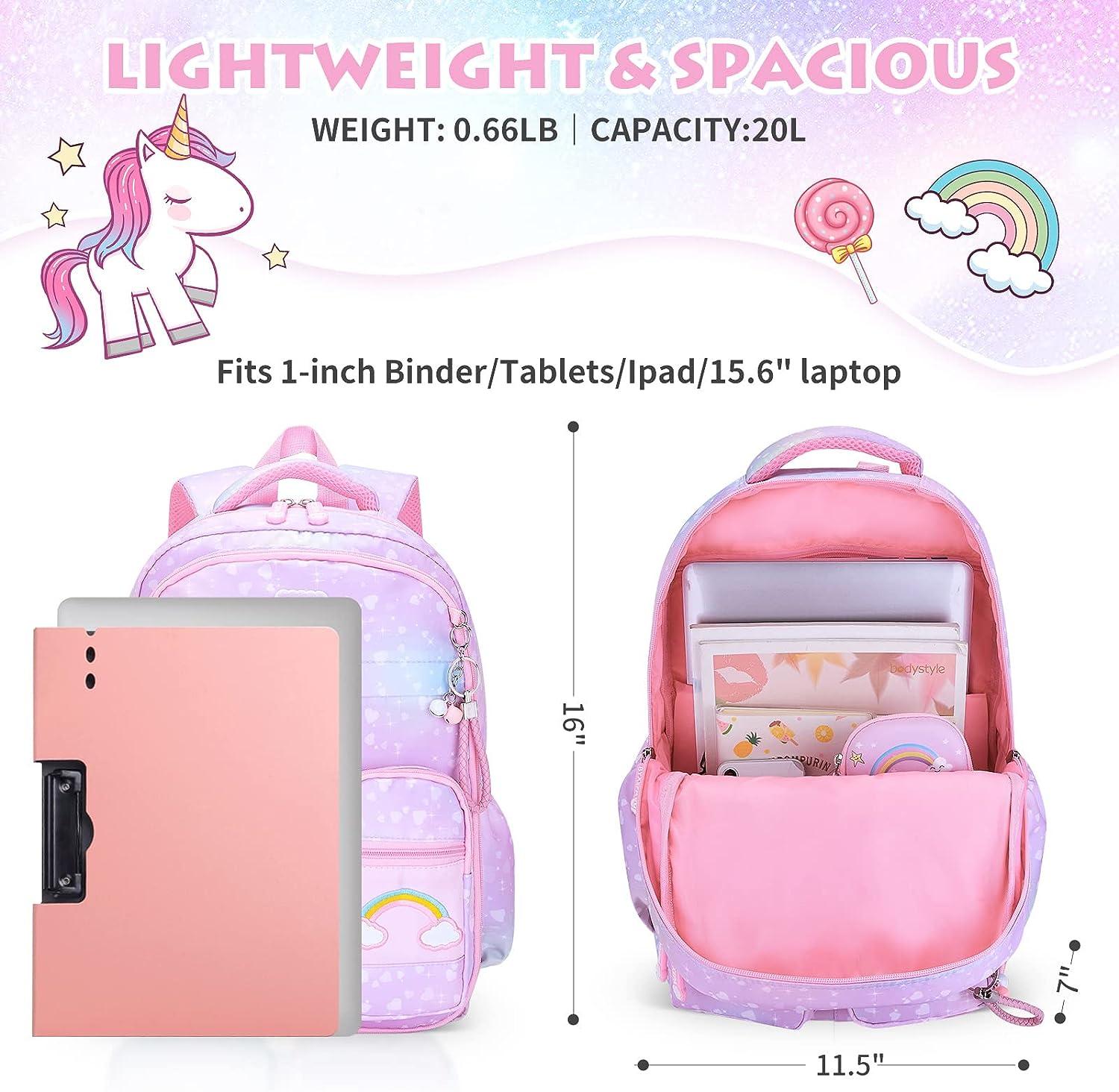 BYXEPA Girls Backpack - Cute School Kids Book Bag with Compartments for ...