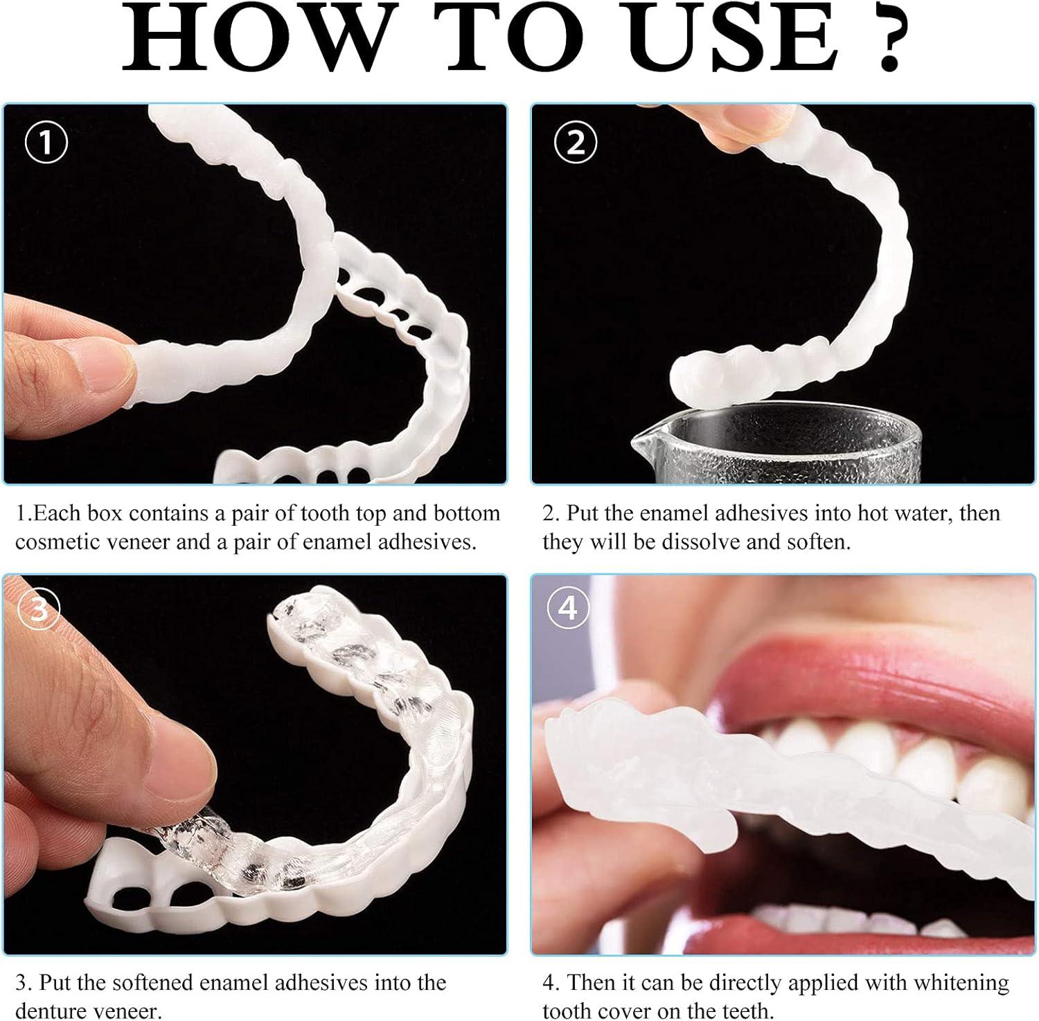 Rompa Veneers - 2 Pairs of Plug-In Fake Teeth for Men & Women | Cover ...