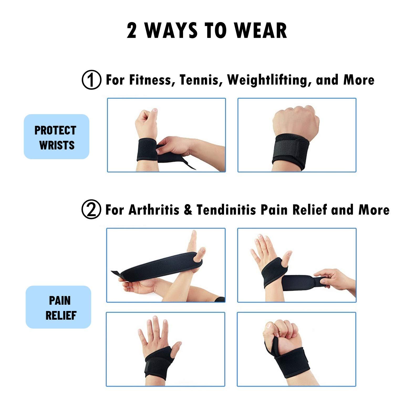 Imentha Adjustable Sport Wrist Brace 2 Pack - Wrist Support for Carpal ...