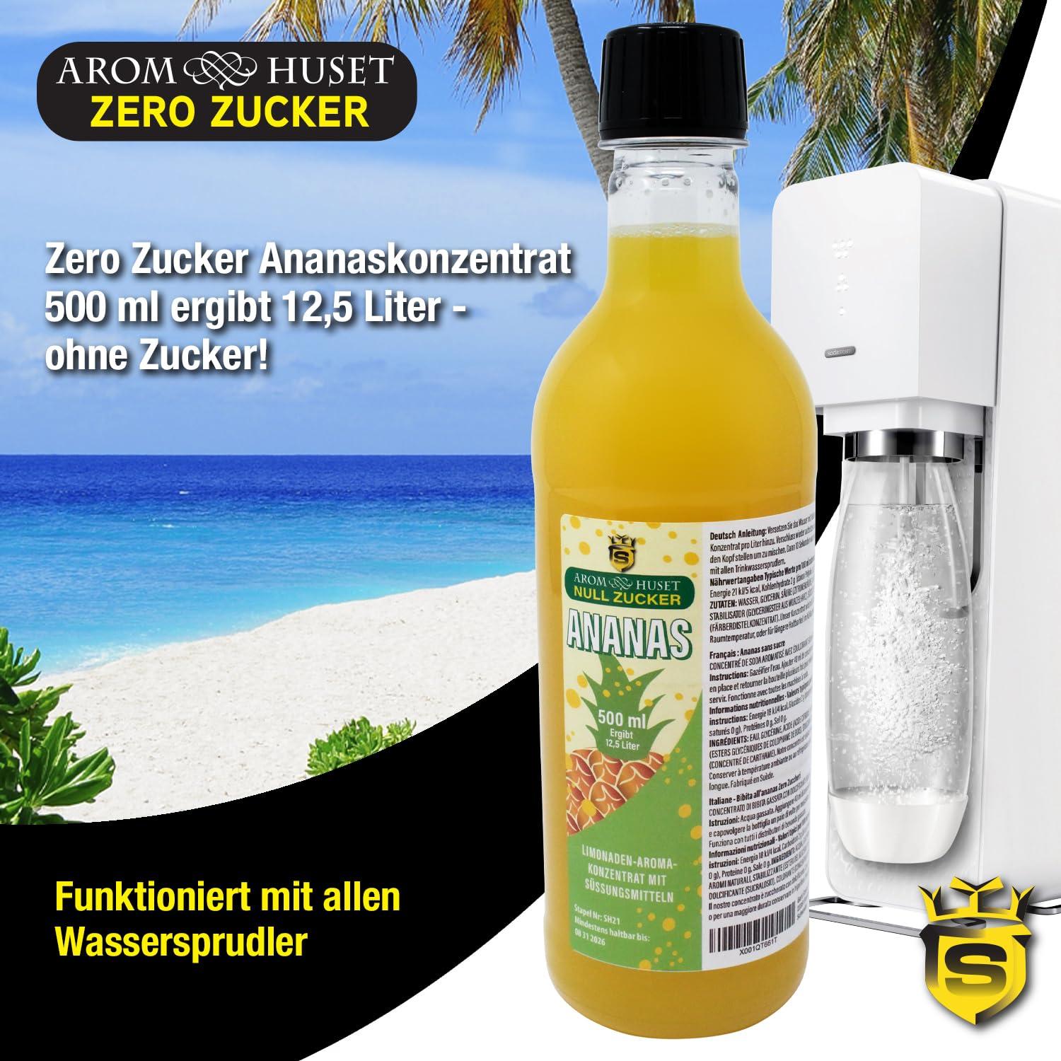 Zero Ananas Soda Concentrate | 500ml Bottle Makes 12.5L | Sugar-Free ...