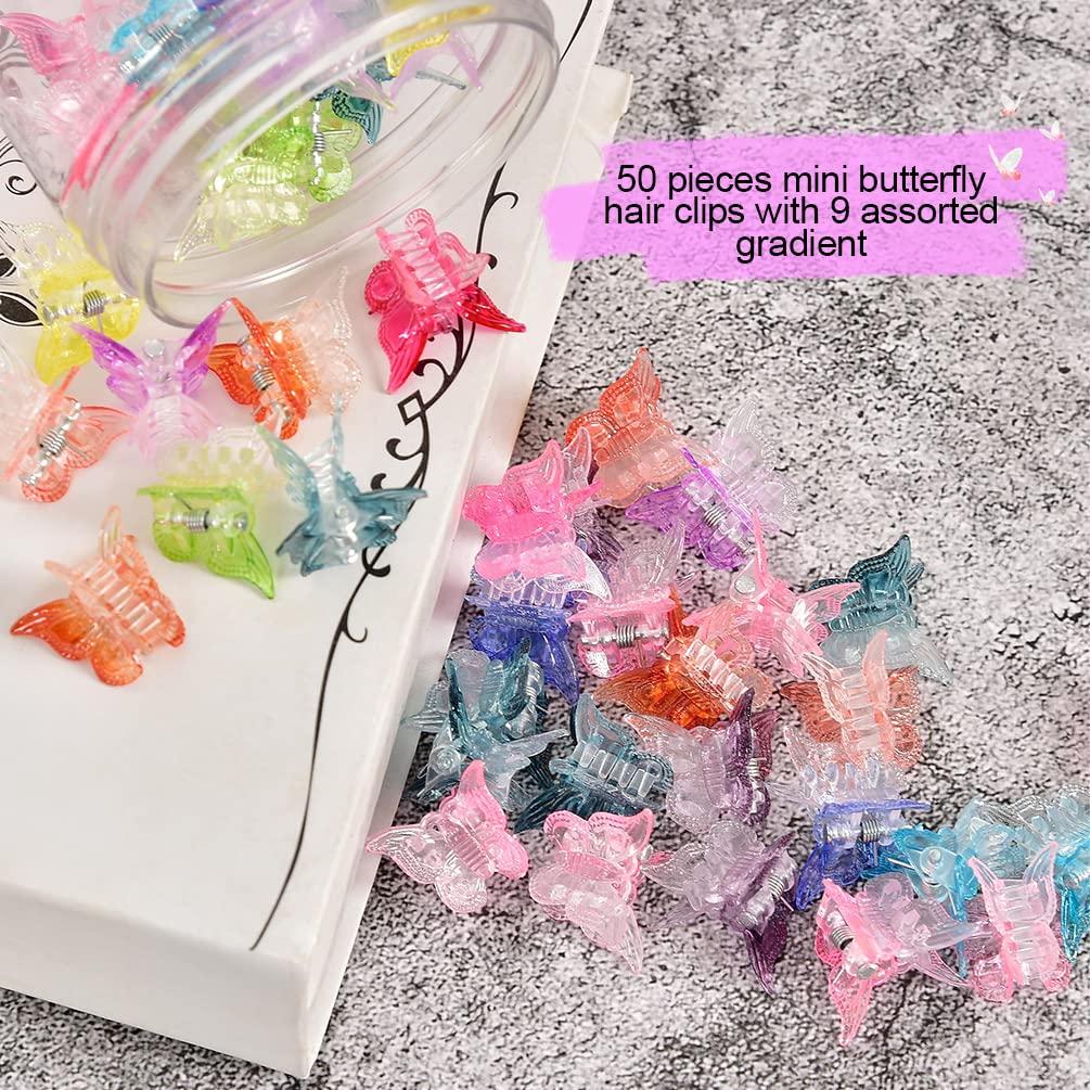 50 Pcs Plastic Mini Butterfly Hair Clips in Assorted Gradient Colors ...