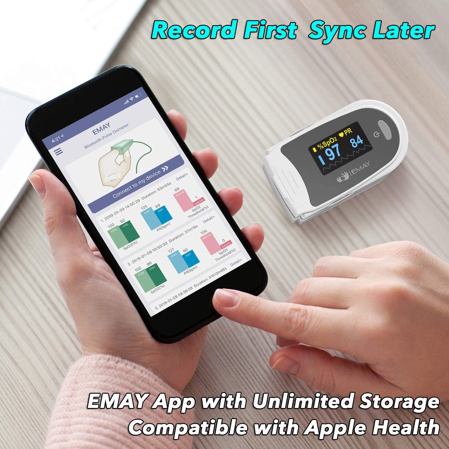 EMAY Sleep Oxygen Monitor with App for iPhone & Android | Track Blood ...