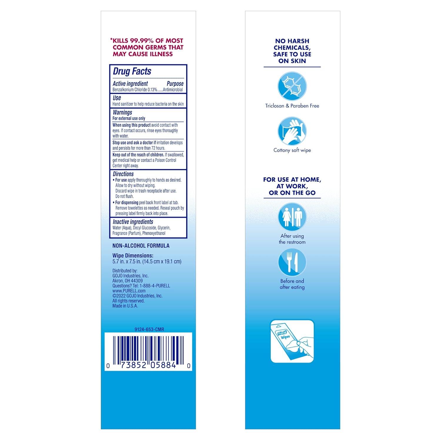 PURELL Hand Sanitizing Wipes 20 Count Travel Pack (Pack of 12) - Clean ...
