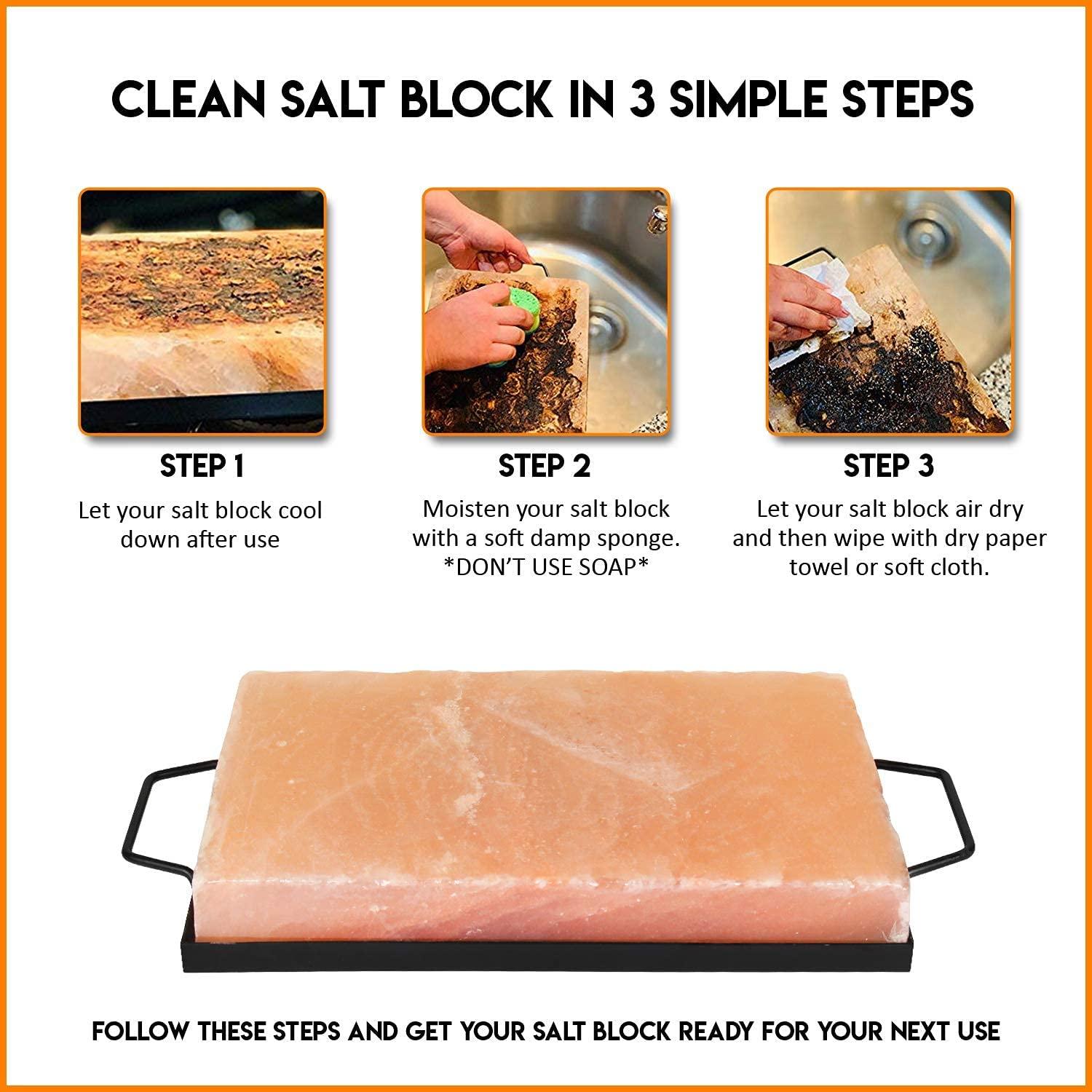 Himalite Himalayan Pink Salt Block & Metal Tray Set 12 x 8 x 1.5 ...