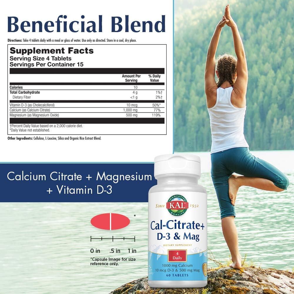 KAL Cal-Citrate Plus 1000mg | Calcium Citrate, Magnesium & Vitamin D-3 ...