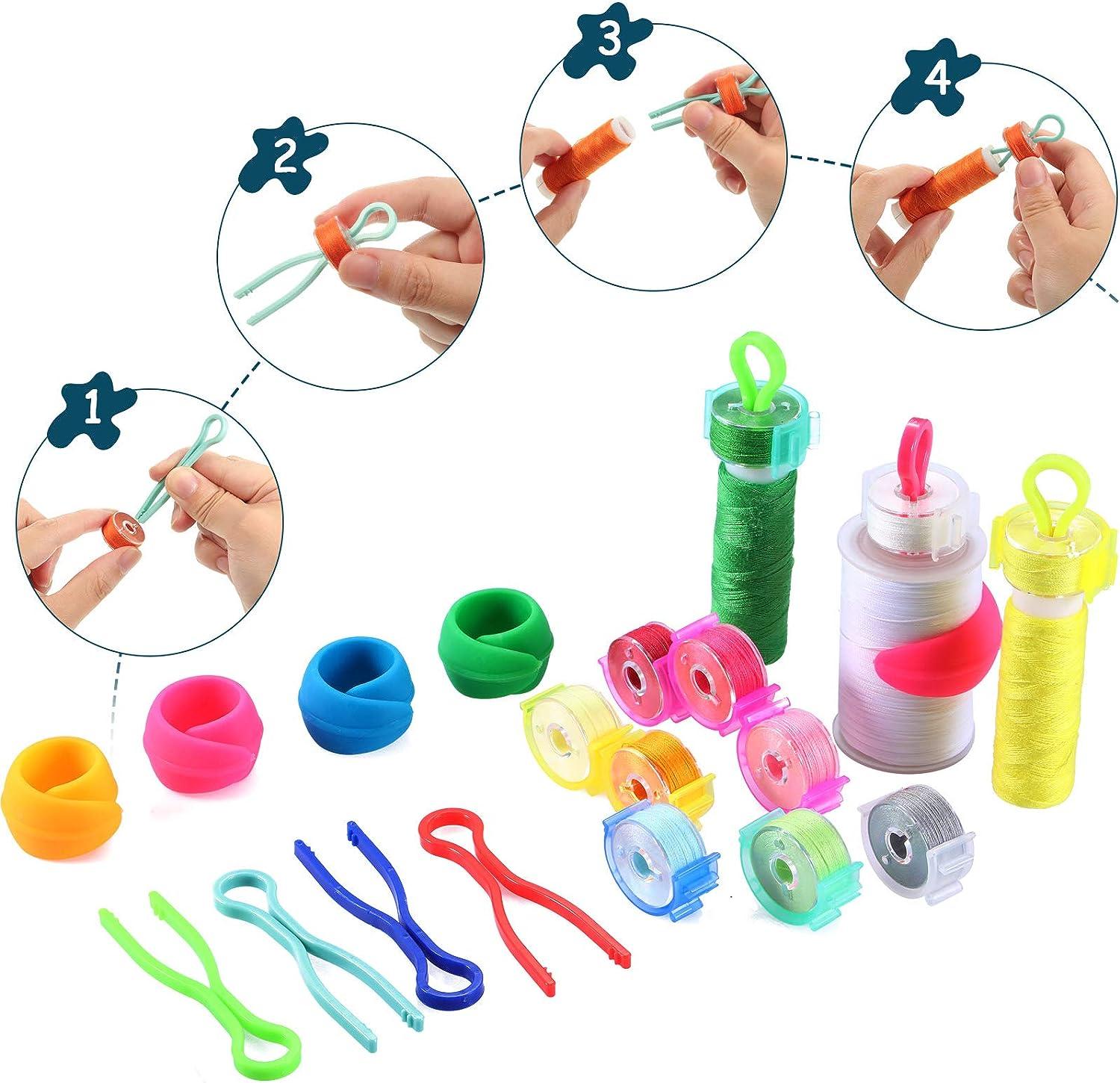 144 pcs Bobbin Thread Buddies Set - Bobbin & Color Thread Holder Clips ...