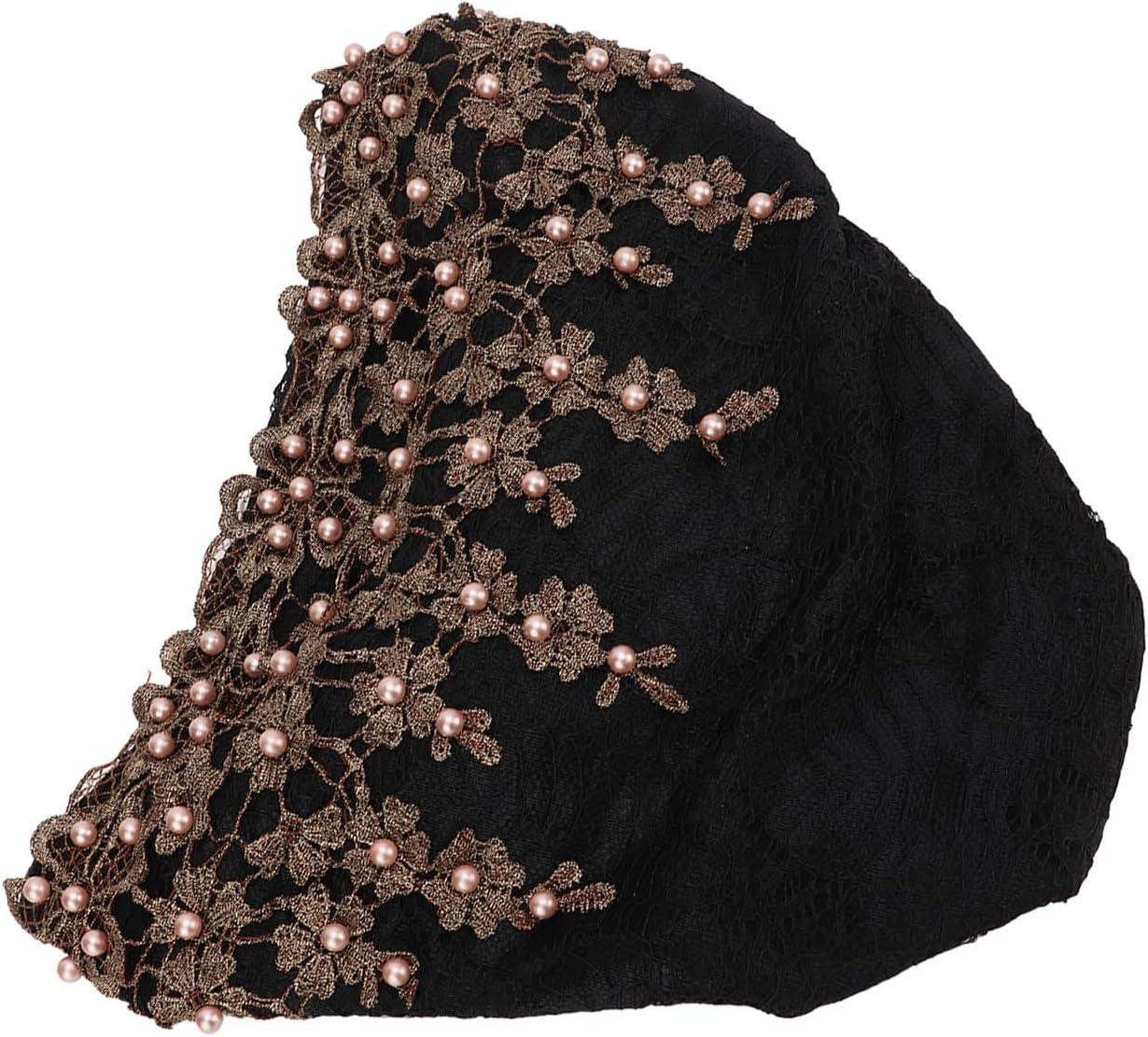 Vintage Embroidered Floral Lace Muslim Turban Caps for Women - Stretch ...