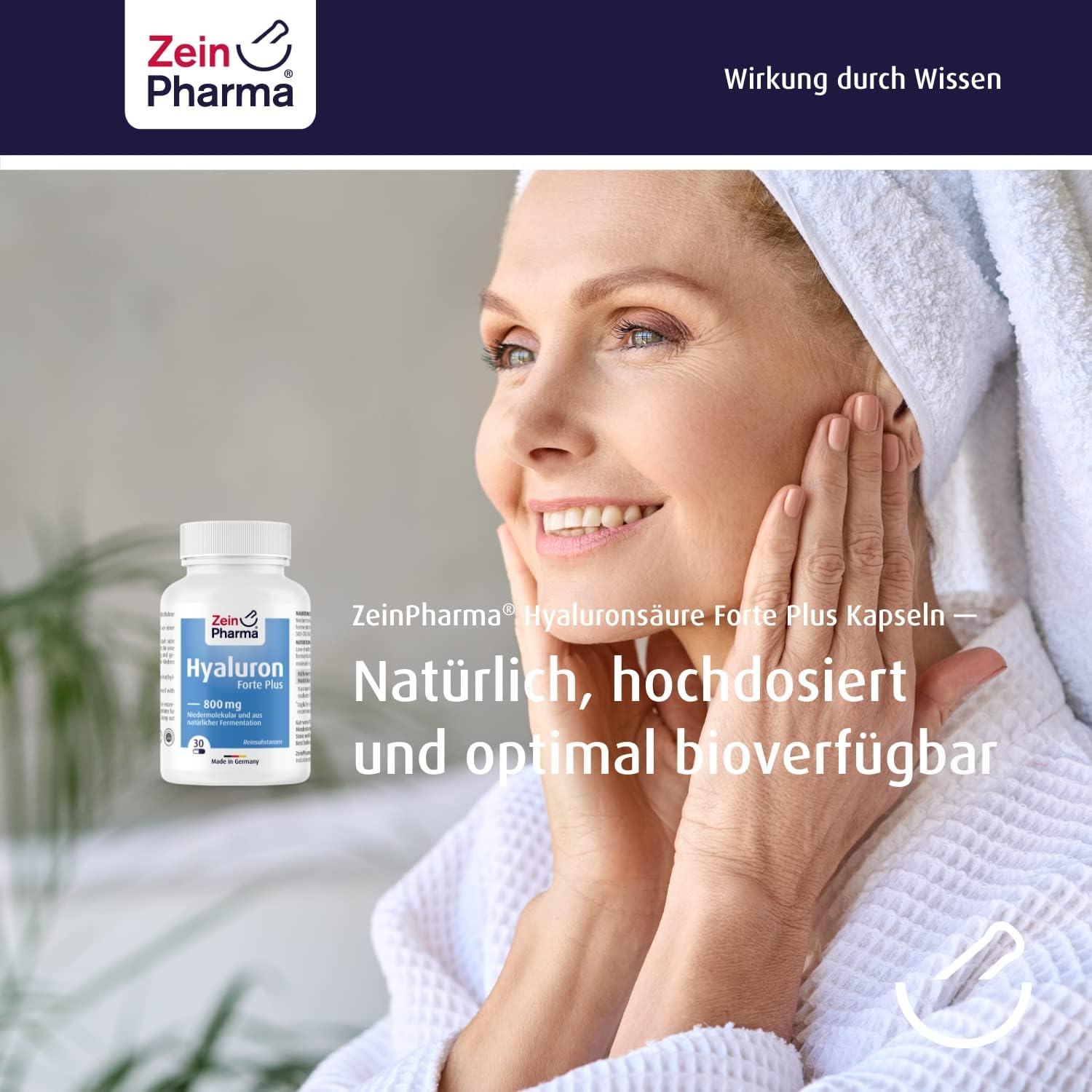 ZeinPharma Hyaluronic Acid Forte Plus Capsules 800 mg - 30 Vegan Capsules for Joint & Skin ...