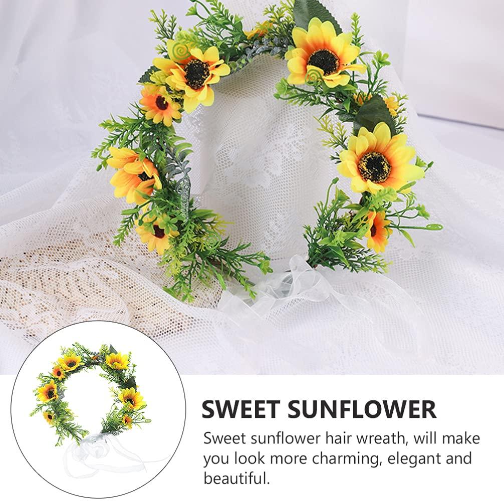 Lurrose Flower Headband & Sunflower Crown - Boho Flower Wreath & Halo ...