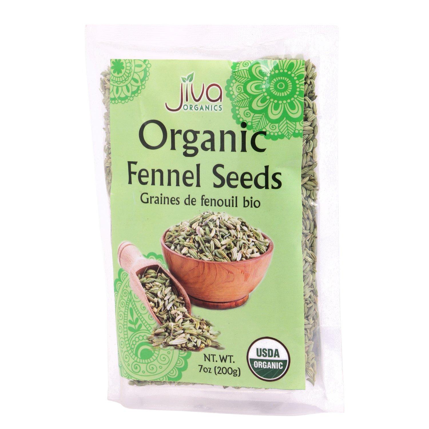 Jiva USDA Organic Fennel Seeds 7oz - Resealable Bag - 7 Ounce (1 Pack ...