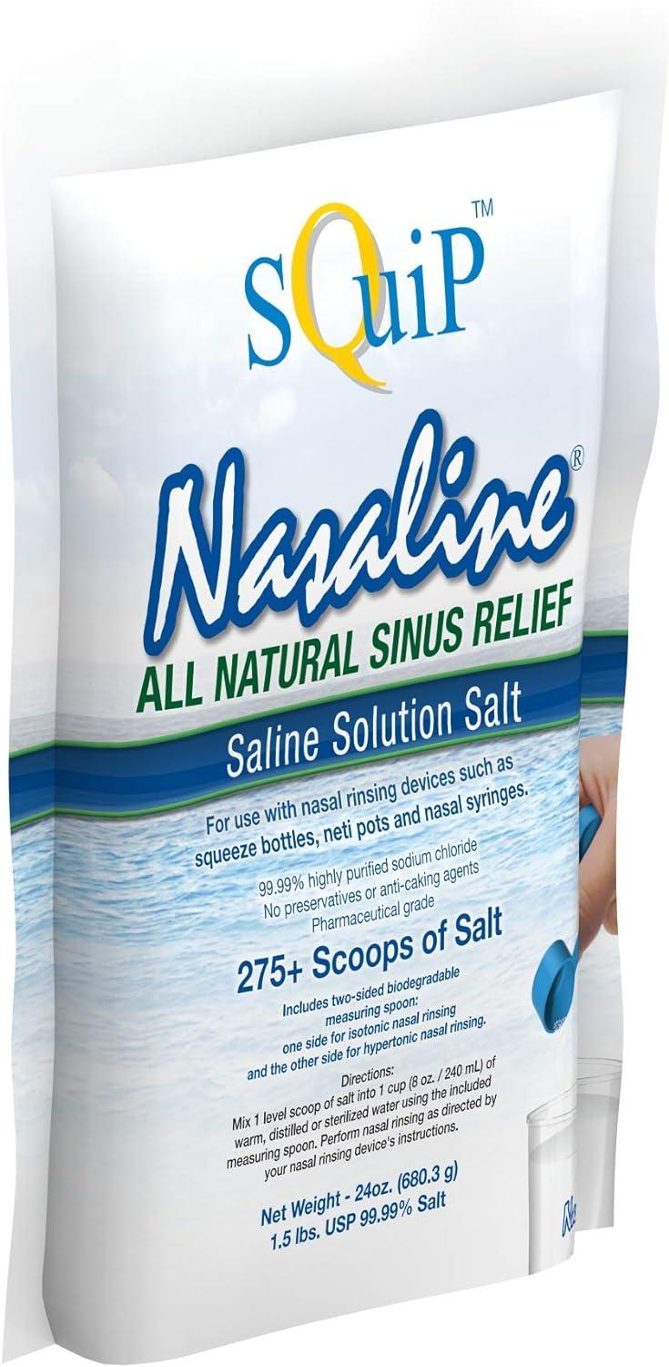 Squip Saline Solution Salt 24oz Pouch - Natural Nasal Rinse for Sinus ...