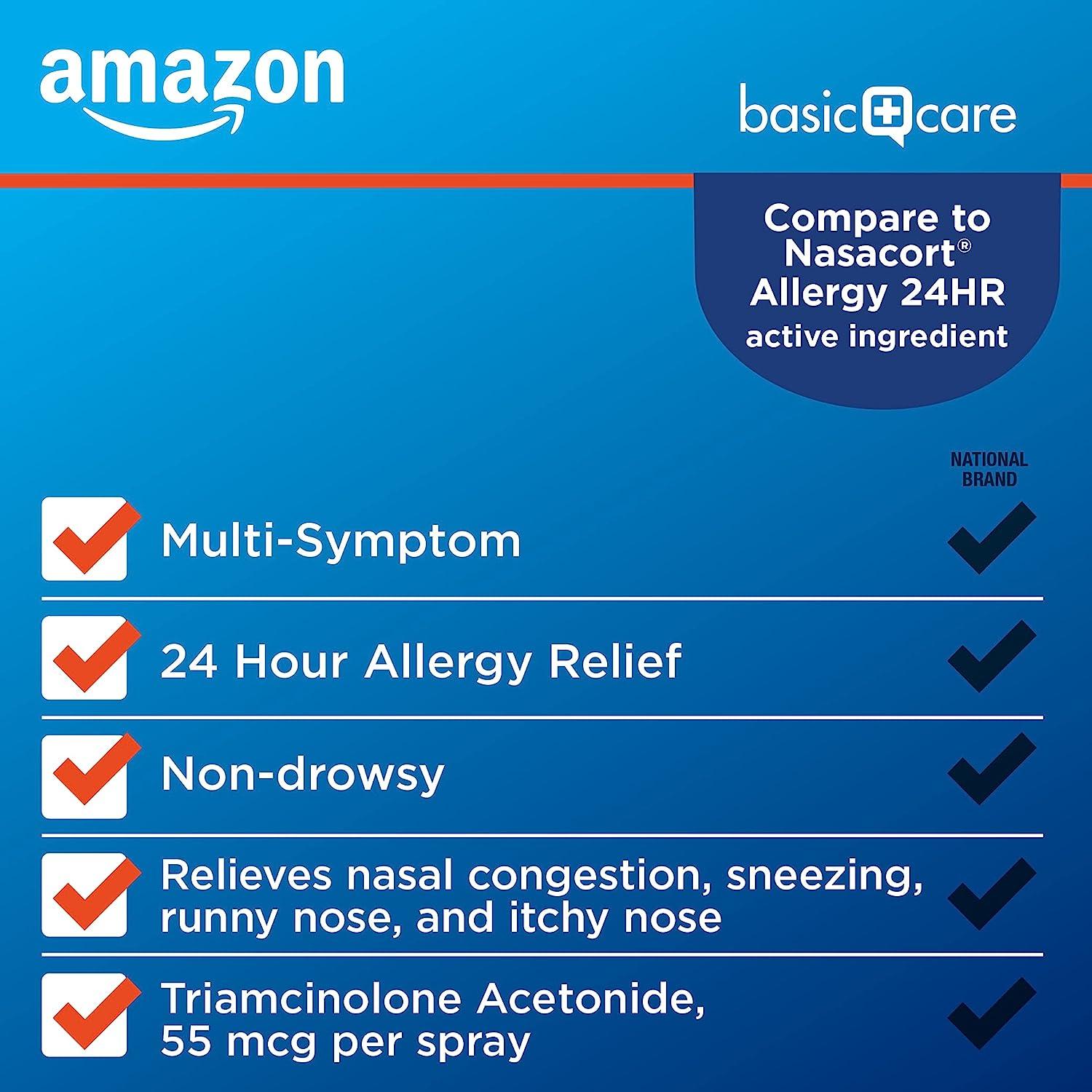 Amazon Basic Care 24 Hour Allergy Nasal Spray - Triamcinolone Acetonide ...