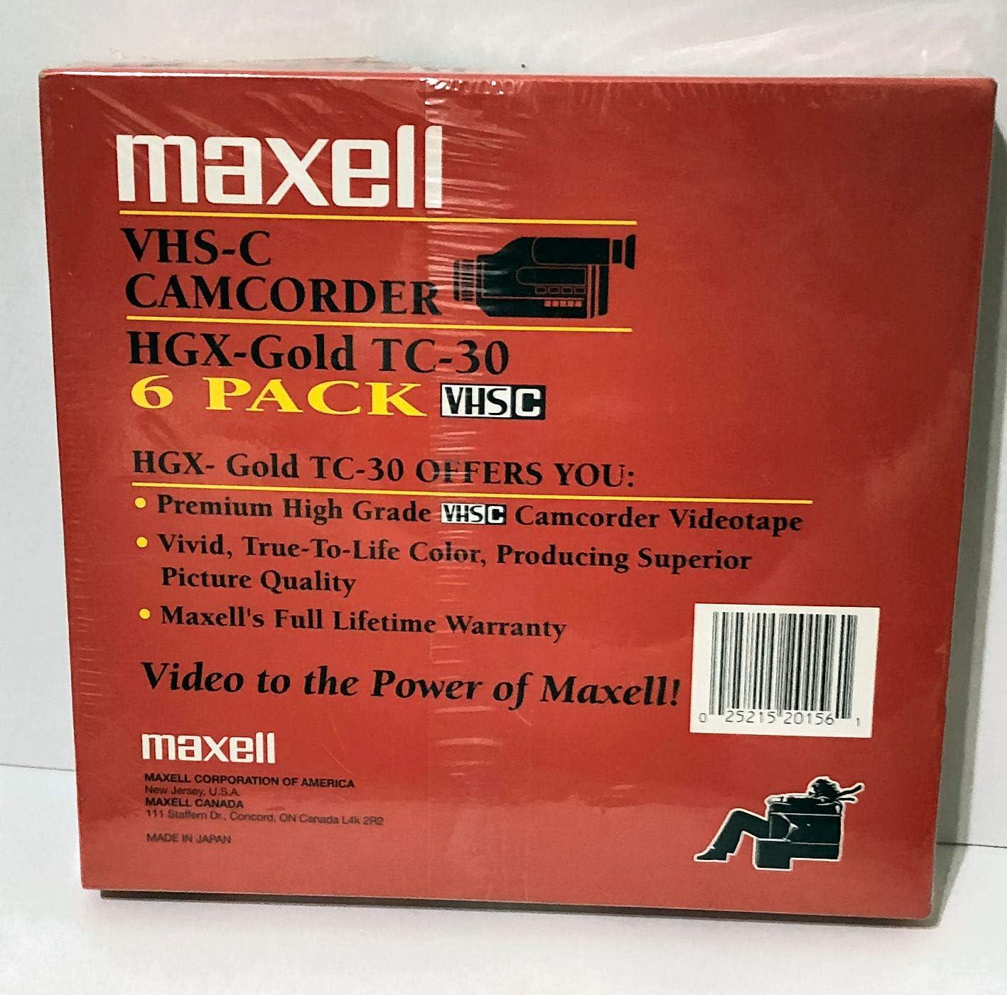 Maxell VHS-C Camcorder HGX-Gold TC-30 6-Pack - High-Quality Video Recording Tapes | Buy Now with ...
