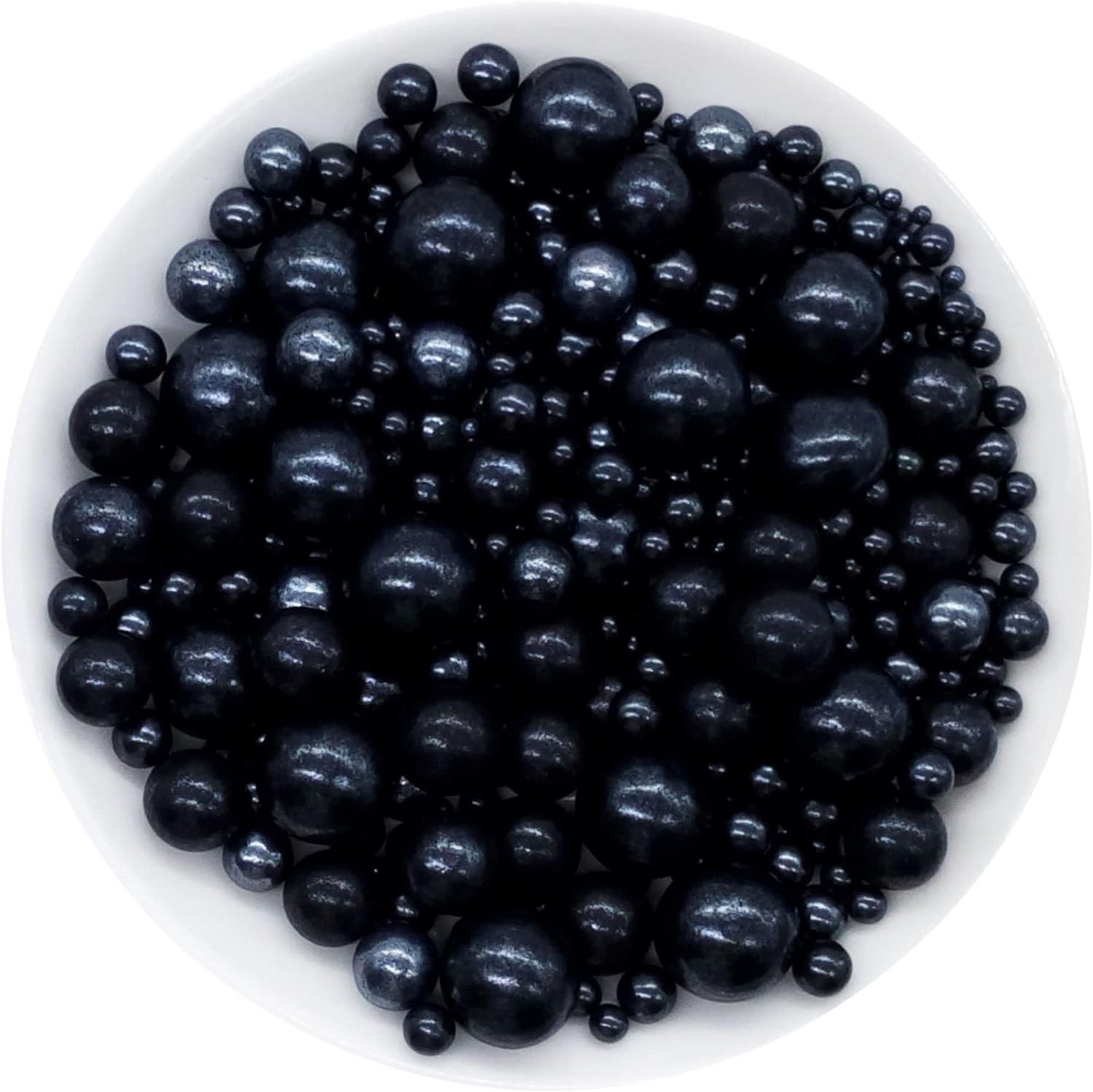 Sprinkles Black Edible Pearl Sugar Candy Cupcake Cake Topper 120g/ 4 ...