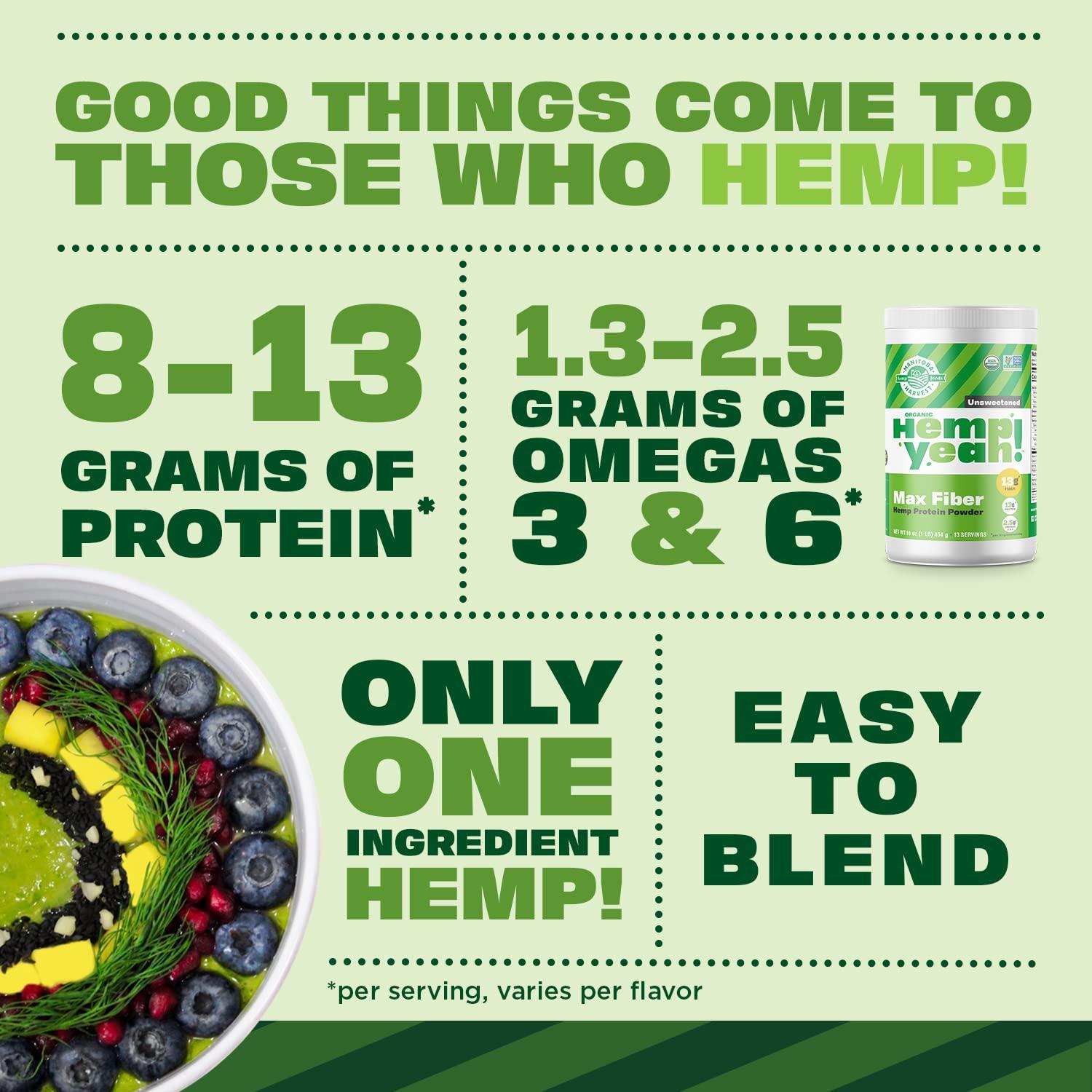 Manitoba Harvest Hemp Yeah! Organic Max Fiber Protein Powder ...