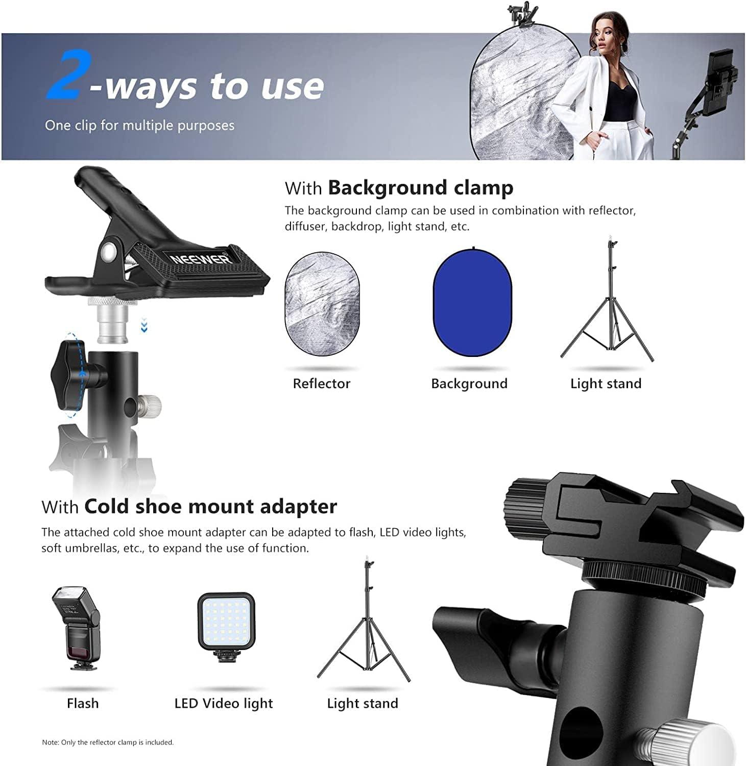 Neewer Heavy Duty Metal Clamp Holder with Cold Shoe Adapter for ...