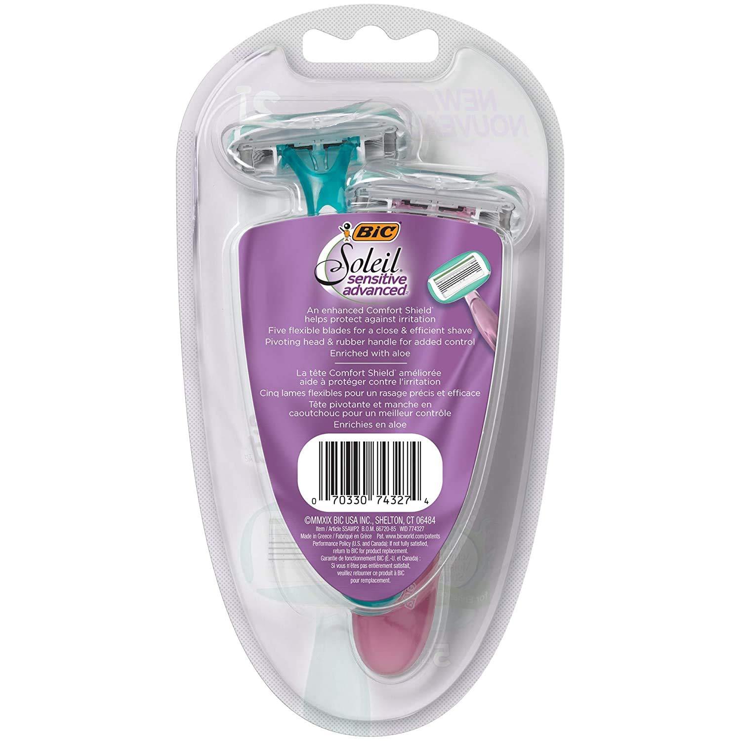 BIC Soleil Sensitive Advanced Women's Disposable Razor - 5 Blade - 2 ...
