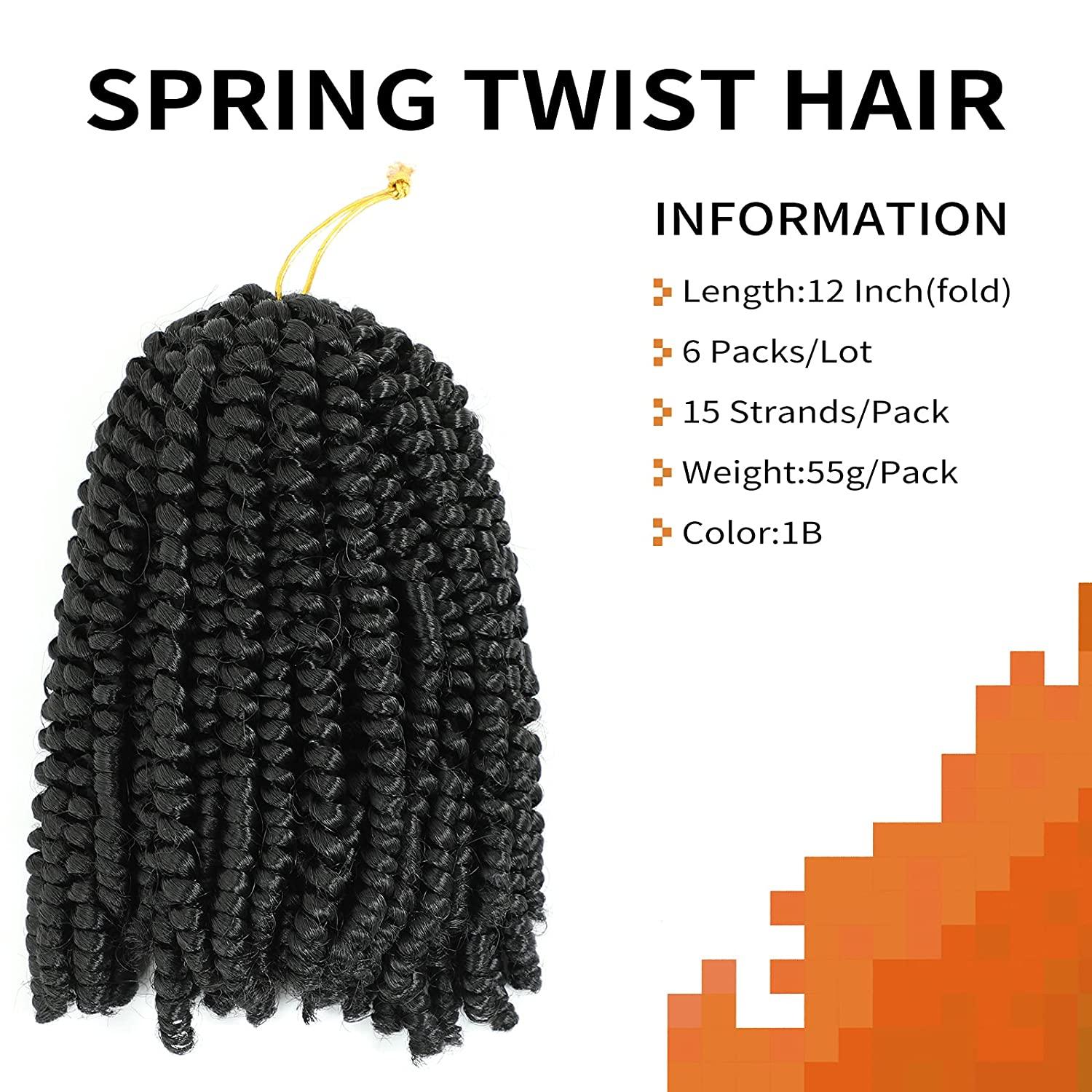12 Inch Spring Twist Hair 6 Pack - Water Wave Passion Crochet Braids in ...