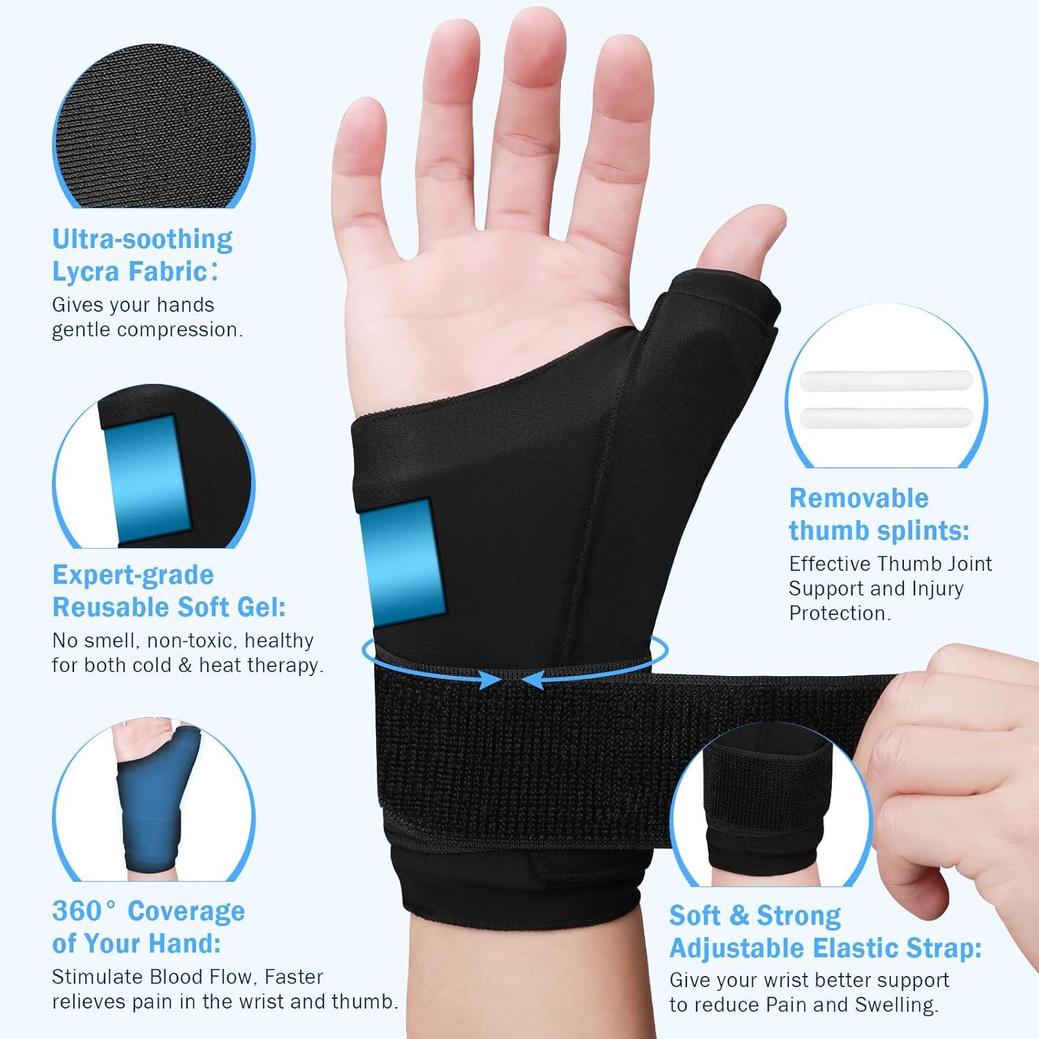 Tolaccea Thumb Brace Wrist Ice Pack for Arthritis Pain Relief ...