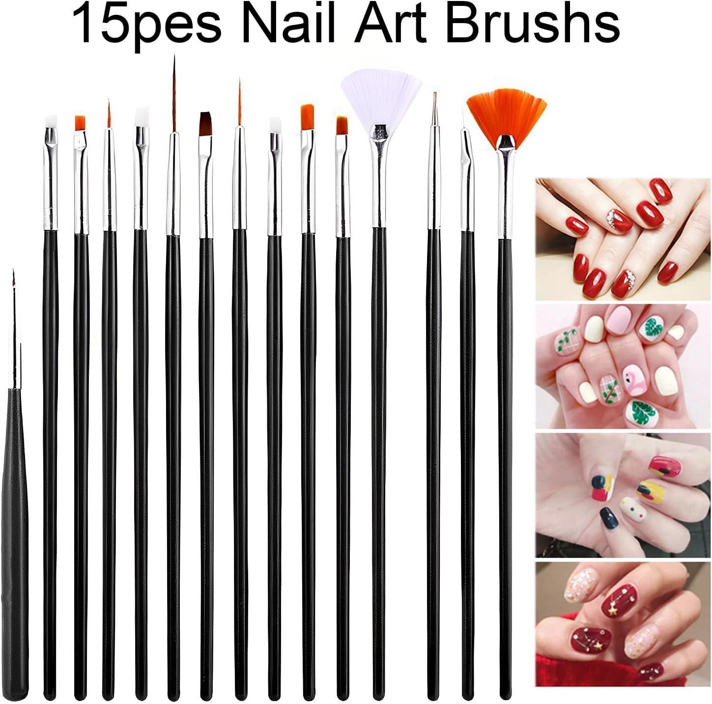 Nail Art Design Professional Paint Kit - 20 Piece Set with UV Gel Nail ...