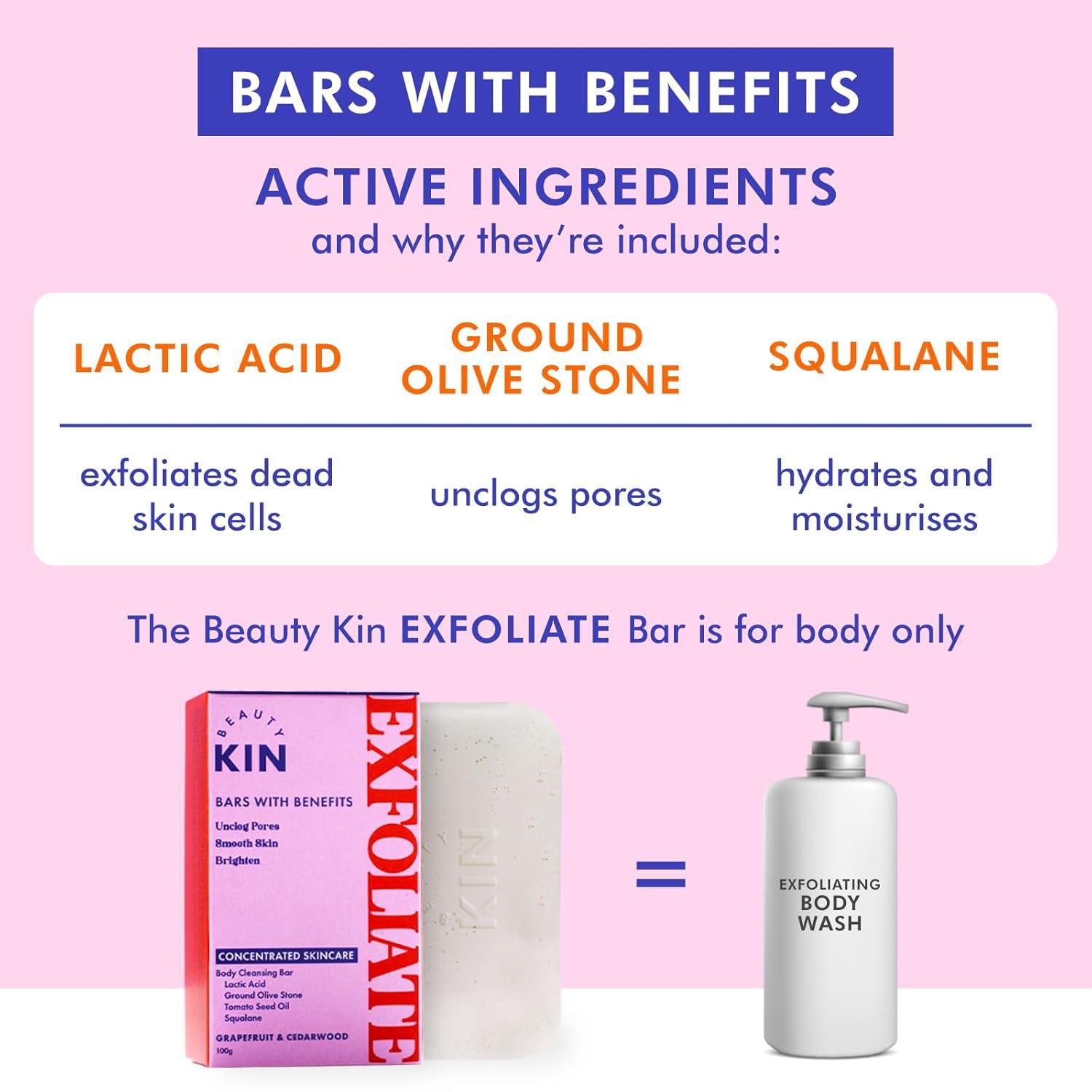 Beauty Kin Body Peeling Bar - Lactic Acid & Olive Core Soap for Clogged ...