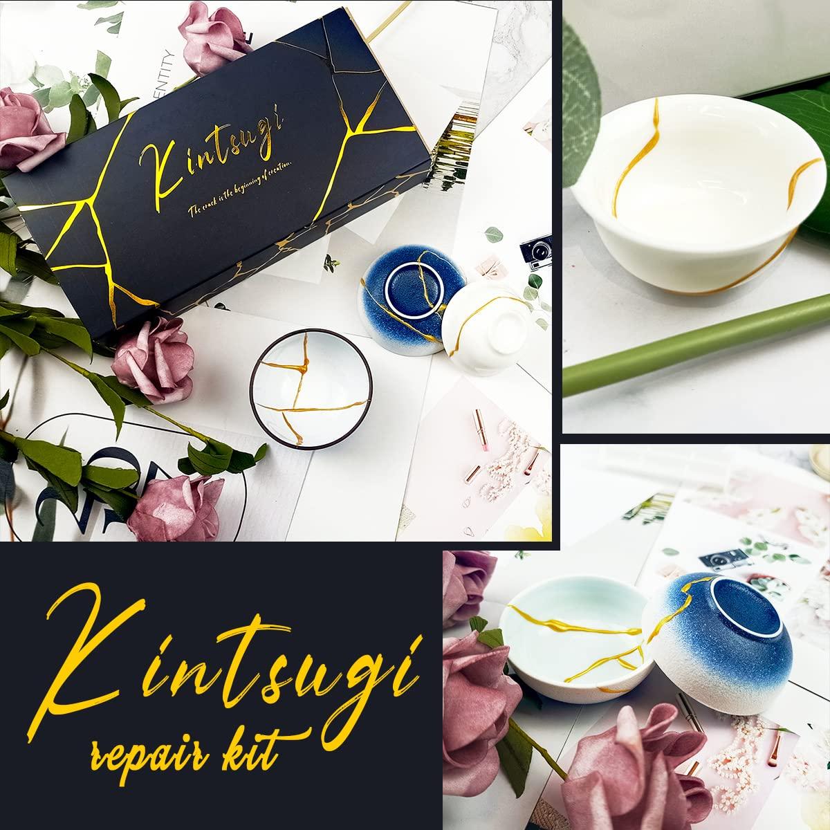 Kintsugi Repair Kit (Upgrade) - Gold Powder, Glue & Epoxy Putty - Starter Ceramic Kintsugi Craft ...
