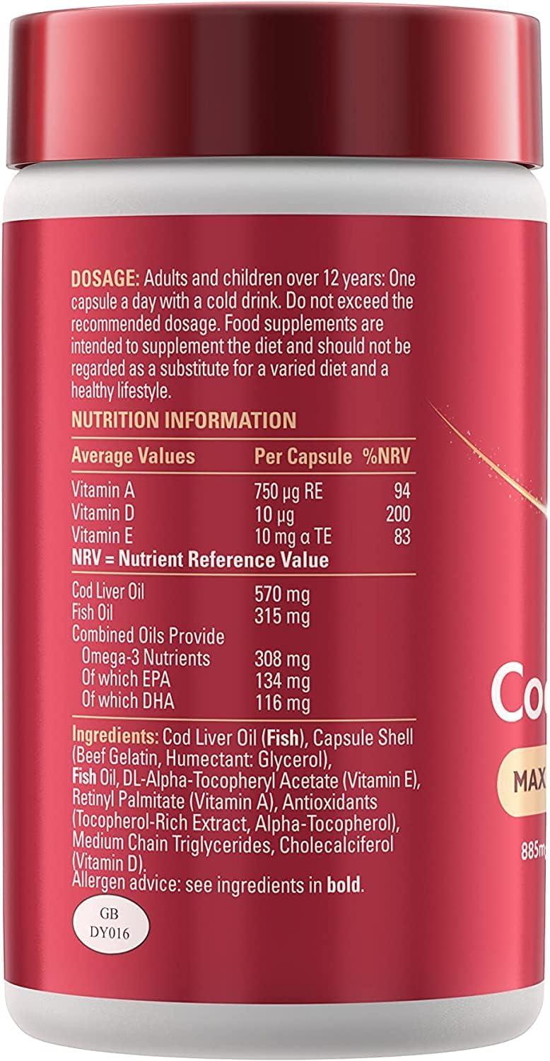 Seven Seas Cod Liver Oil Tablets - Maximum Strength 885mg, with Omega-3 ...