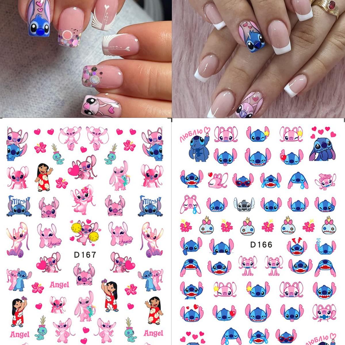 Cute Cartoon Nail Art Stickers - 4 Sheets 3D Self Adhesive Designer ...