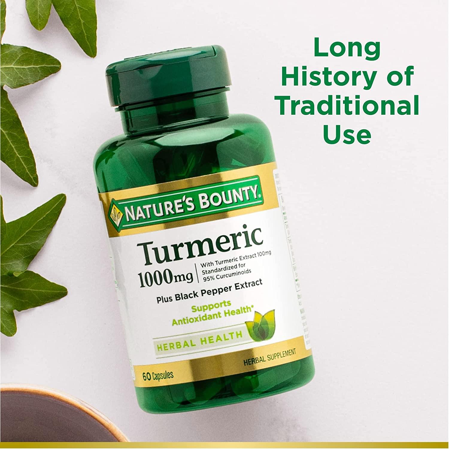 Nature's Bounty Turmeric 1000 mg - 60 Capsules for Joint & Immune ...