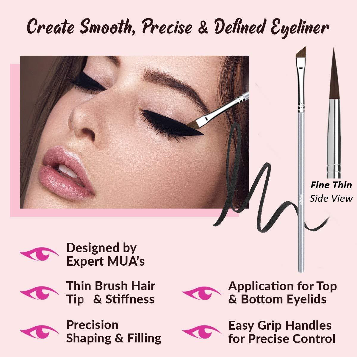 Angled Eyeliner Brush - Small Thin Winged Liner for Clean, Precise ...