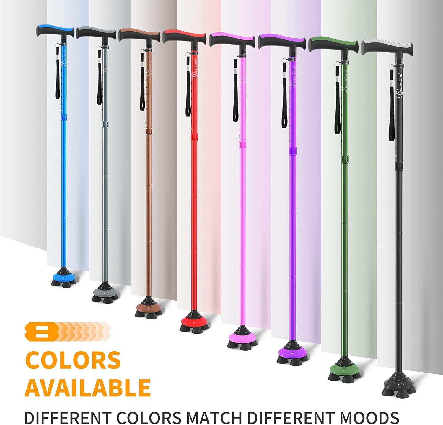 BeneCane Folding Quad Cane for Seniors - Lightweight Adjustable Walking ...