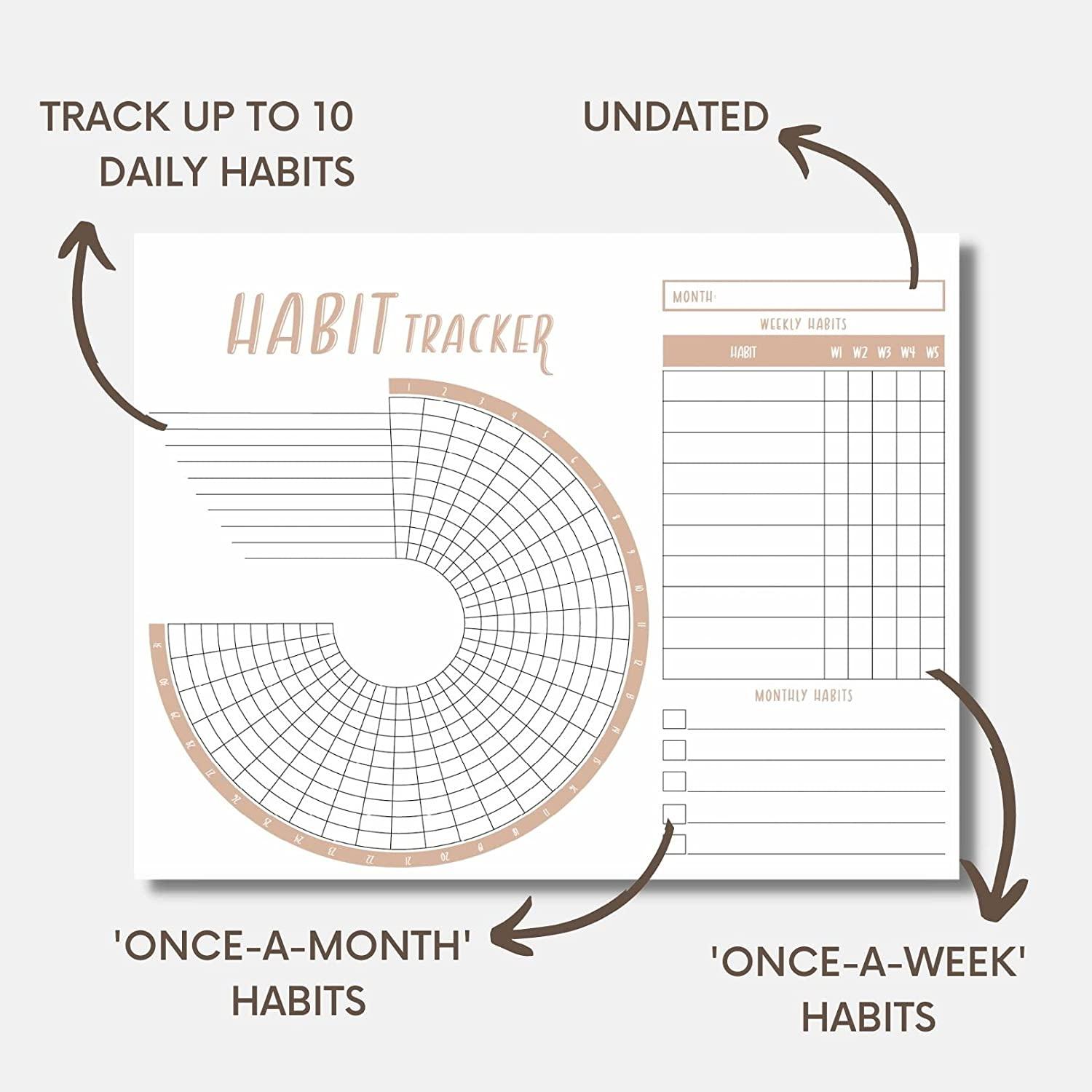 Lamare Habit Tracker Calendar - Spiral Bound Journal for Daily Habits ...