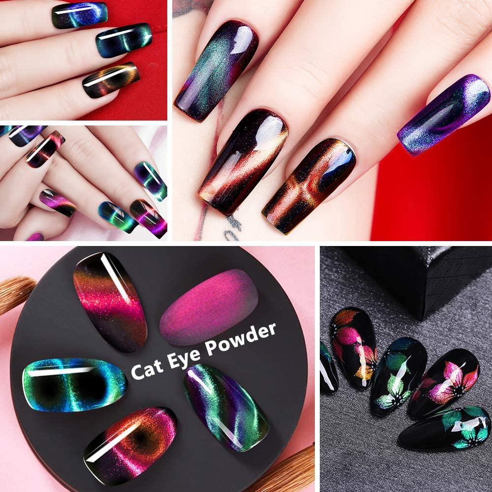 Cat Eye Chrome Nail Powder Set - Achieve Cat Eye and Chameleon Mirror ...