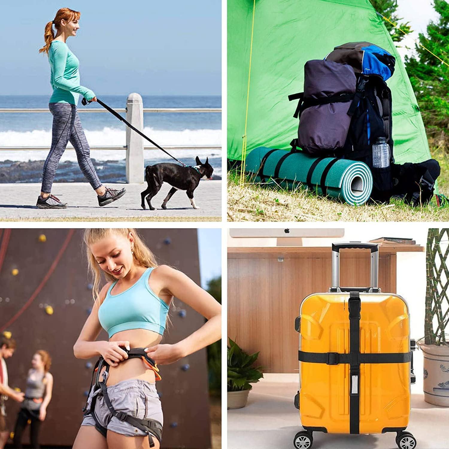 MOZETO 1 Inch Nylon Webbing Strap with Tri-Glide Clips - 50 Yards Heavy ...