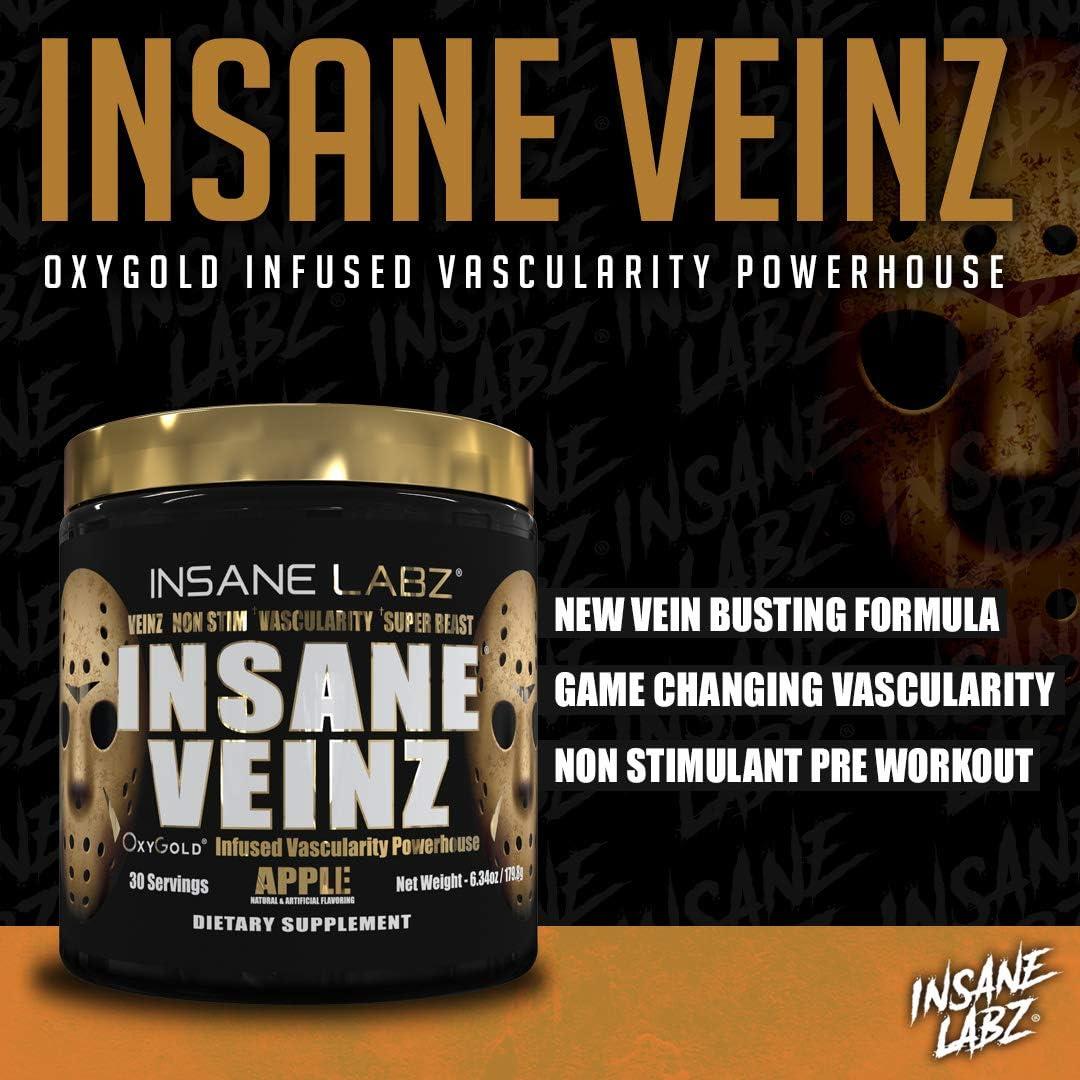 Insane Labz Insane Veinz Gold Nitric Oxide Non Stimulant Pre Workout ...