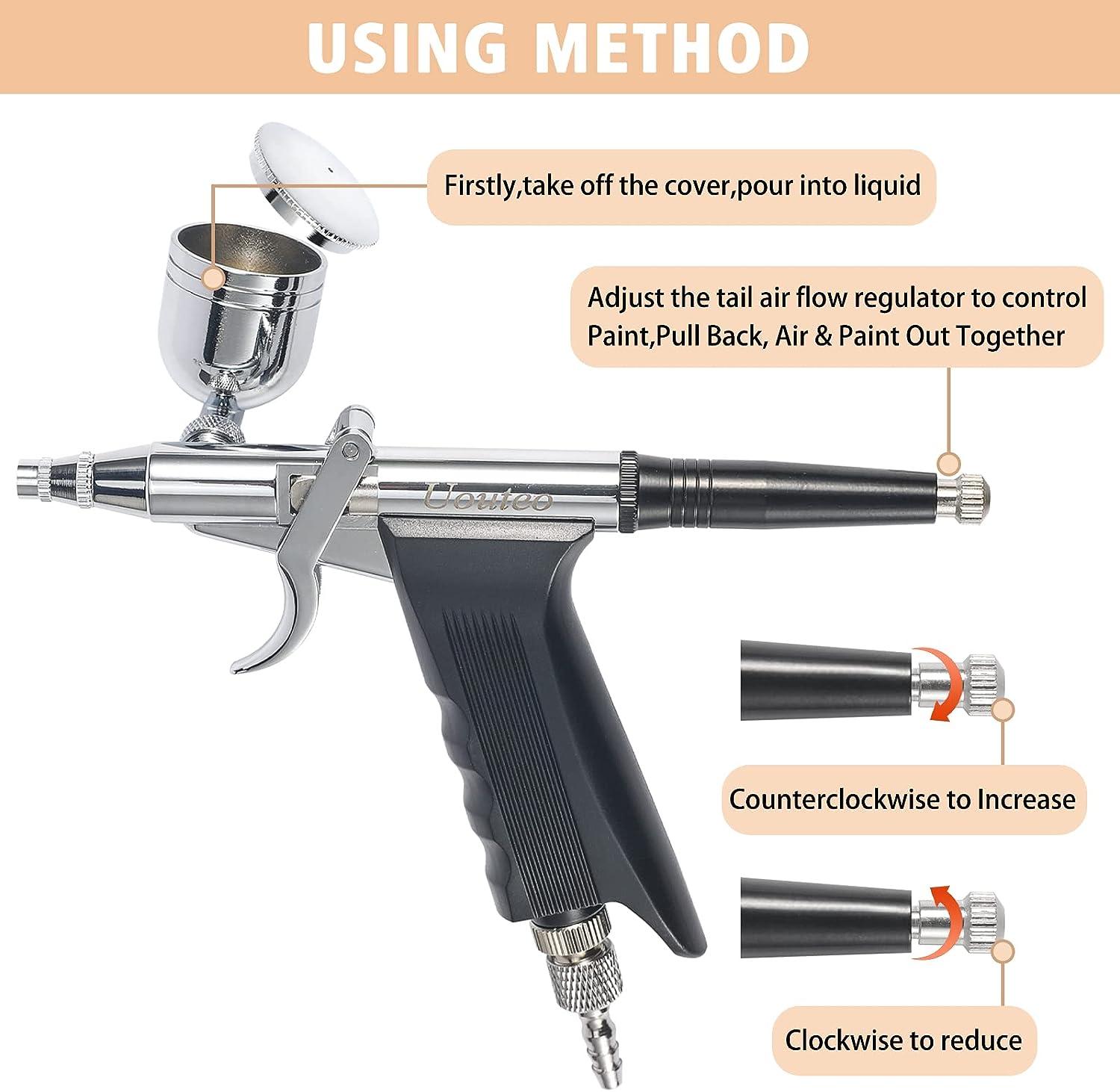 Uouteo 166TH Airbrush Trigger Gun with 0.3mm Needles, 7CC & 10CC Cup ...