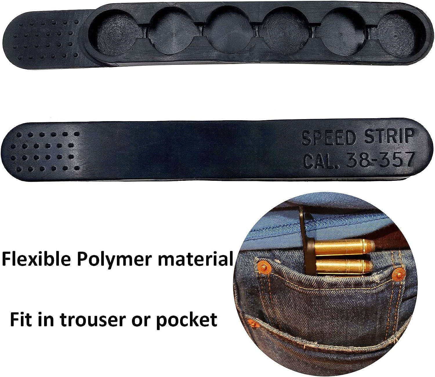 Ficero Speed Strips for 38 357 Caliber, Black Speed Strip 6 Round (4 Pack)