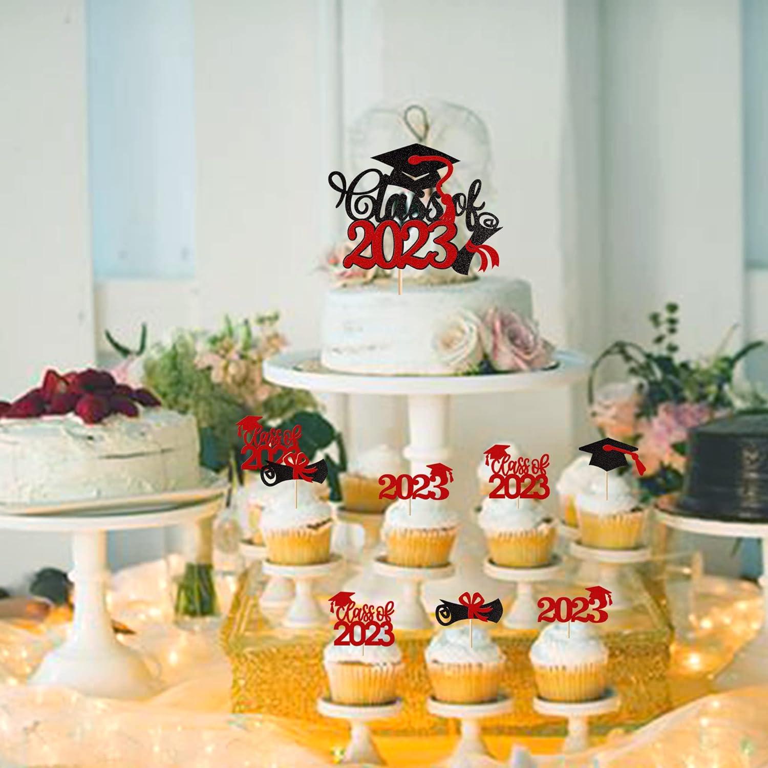 Rsstarxi 25 Pack 2023 Graduation Theme Cake Topper Class of 2023 ...