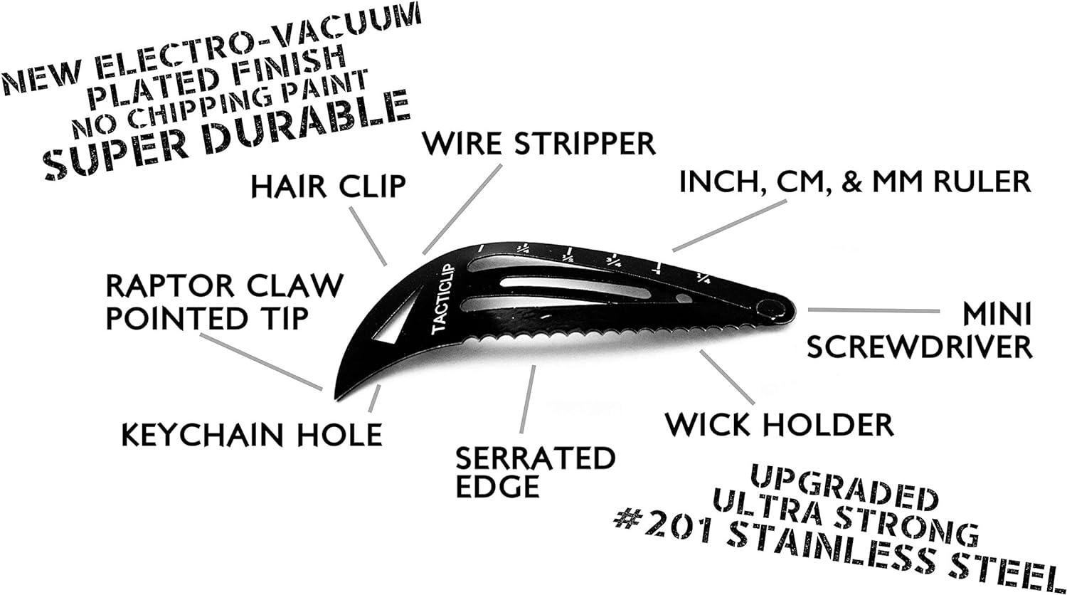 Tactical Hair Clips 4 Pack - Stainless Steel Multitool Snap Barrettes ...