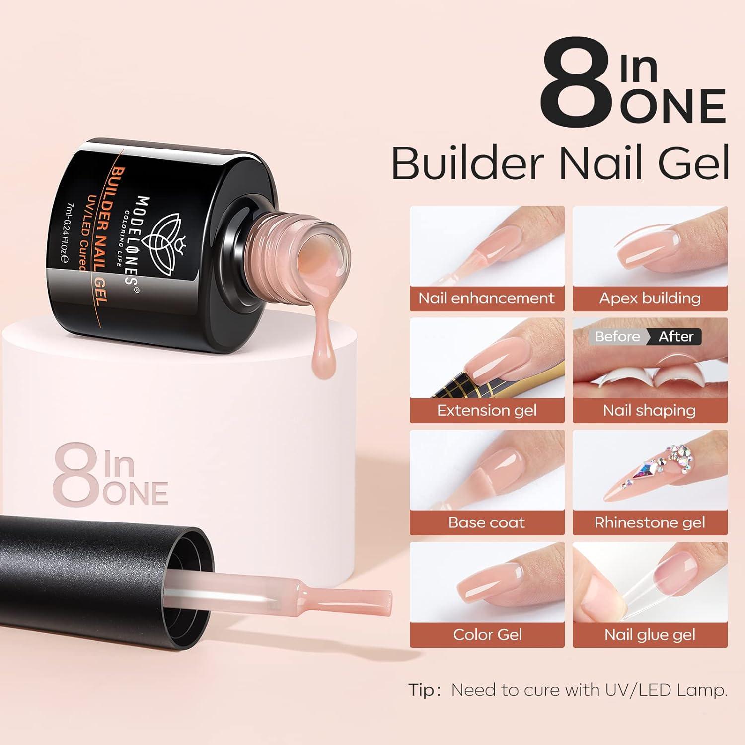 Modelones Builder Gel Set - 6 Colors in 1 | Nail Strengthener ...