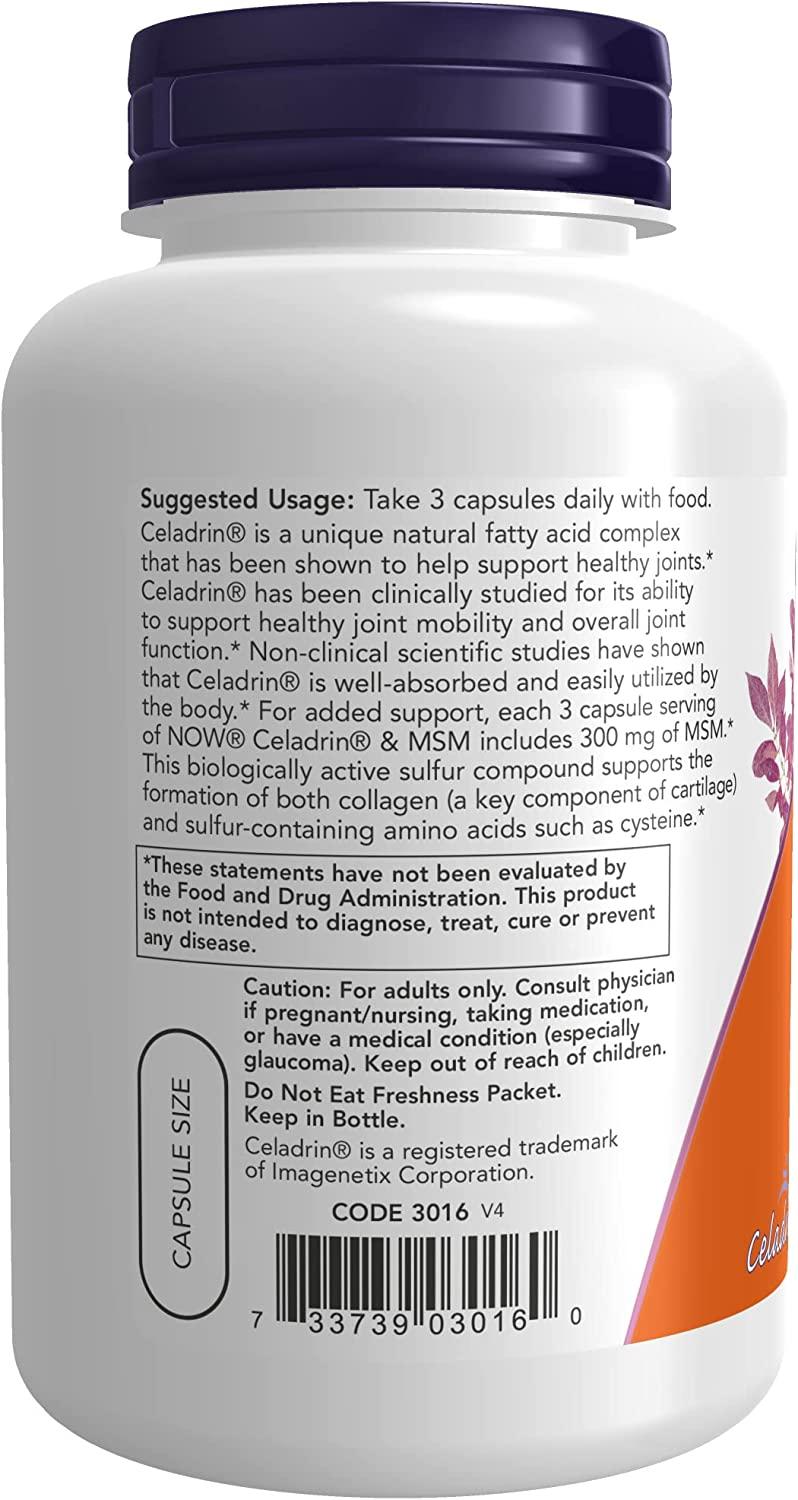 Now Supplements Celadrin & MSM 500mg Advanced Joint Support - 120 ...