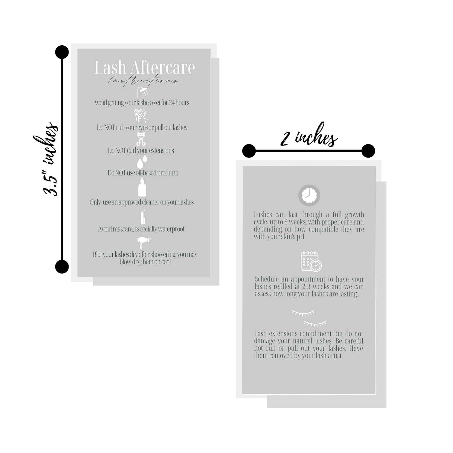Lash Extension Aftercare Cards | 50 Pack | Double Sided | 3.5x2 inches ...