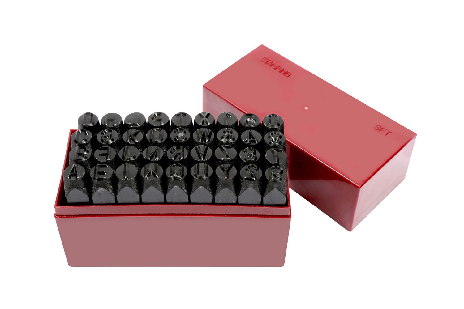 36 pc 3/8 Steel Metal Punch Letter & Number Stamp Stamping Kit Set with ...
