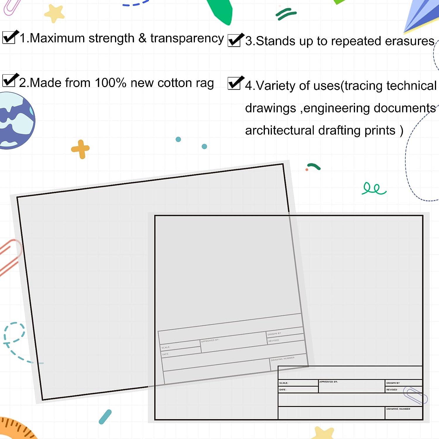 10 Sheets Architectural Vellum Paper 18 x 24 Inches Translucent White ...