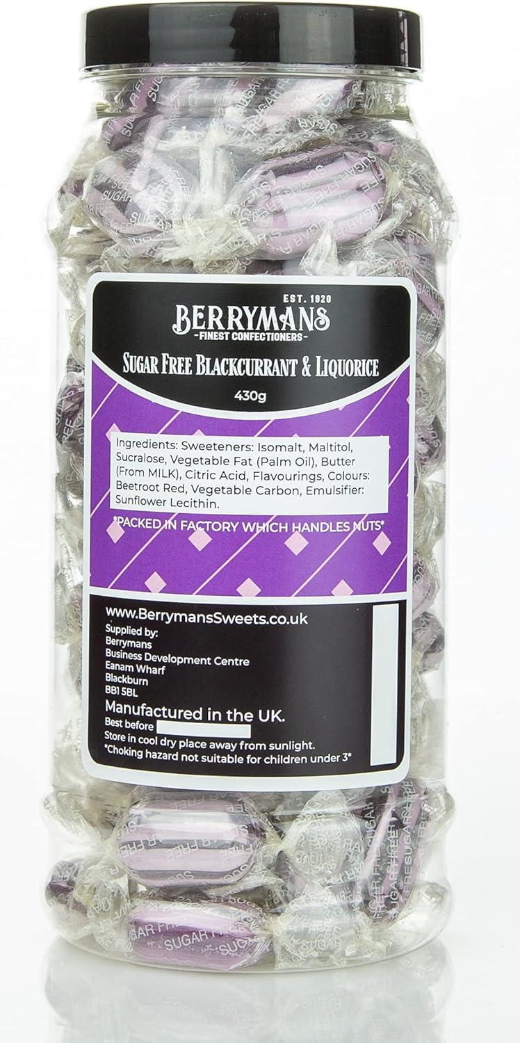 Original Sugar Free Blackcurrant and Liquorice Retro Sweets Gift Jar by ...