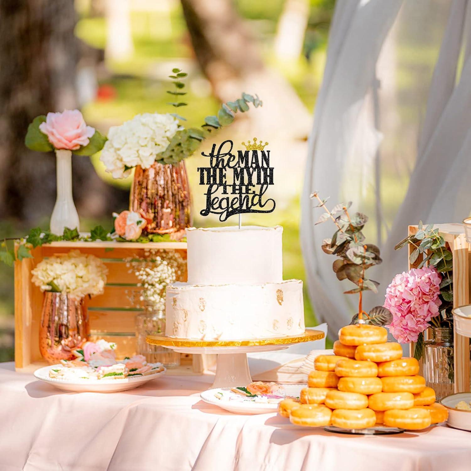 Tenhaisi Black Glitter The Man The Myth The Legend Cake Topper Dad ...