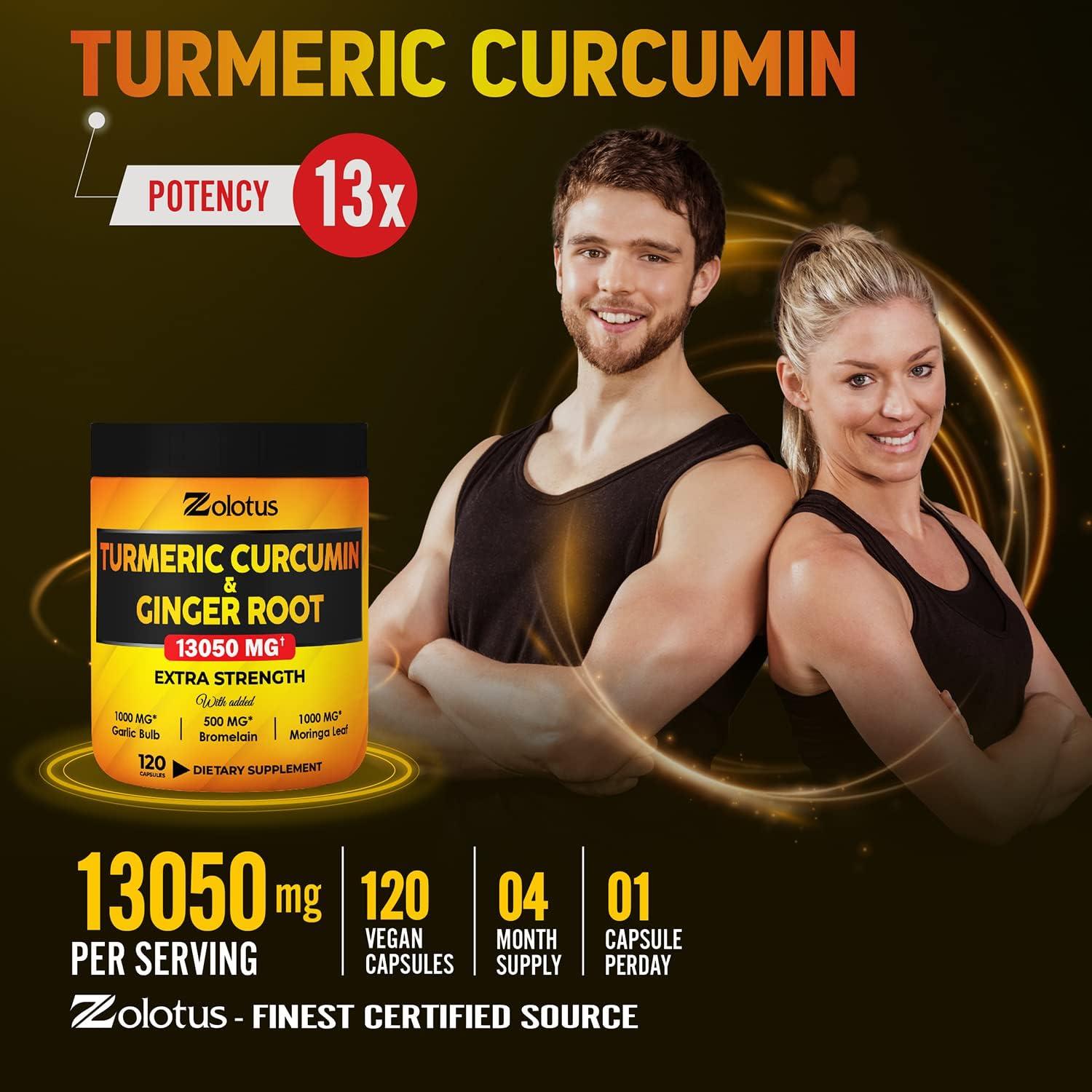 6-in-1 Turmeric Curcumin + Ginger Capsules | 95% Curcuminoids | Joint ...