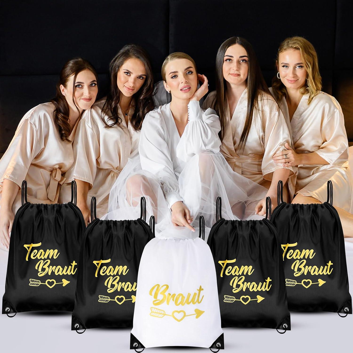 11 Pieces Team Bride Gym Bag Set | Drawstring Backpack for Bridal Party ...